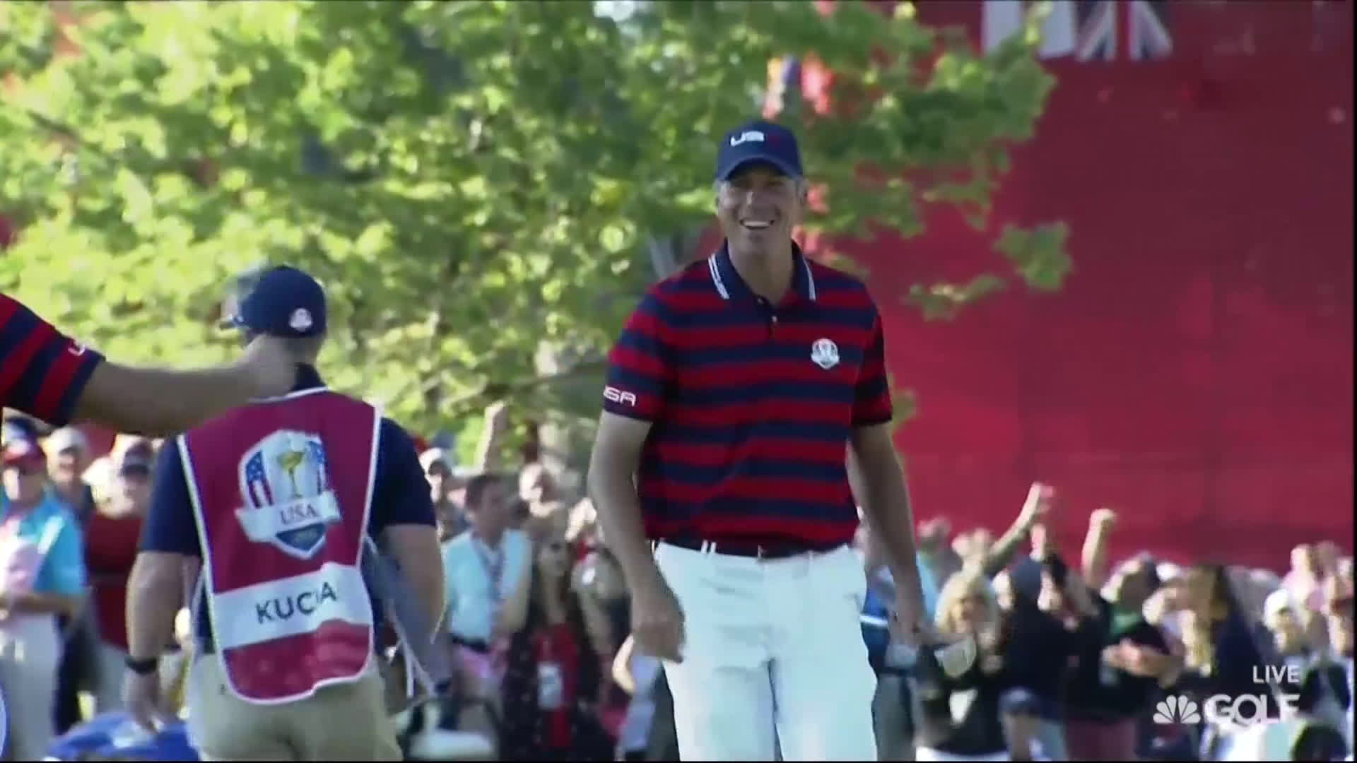 Matt Kuchar shimmy after draining putt at Ryder Cup