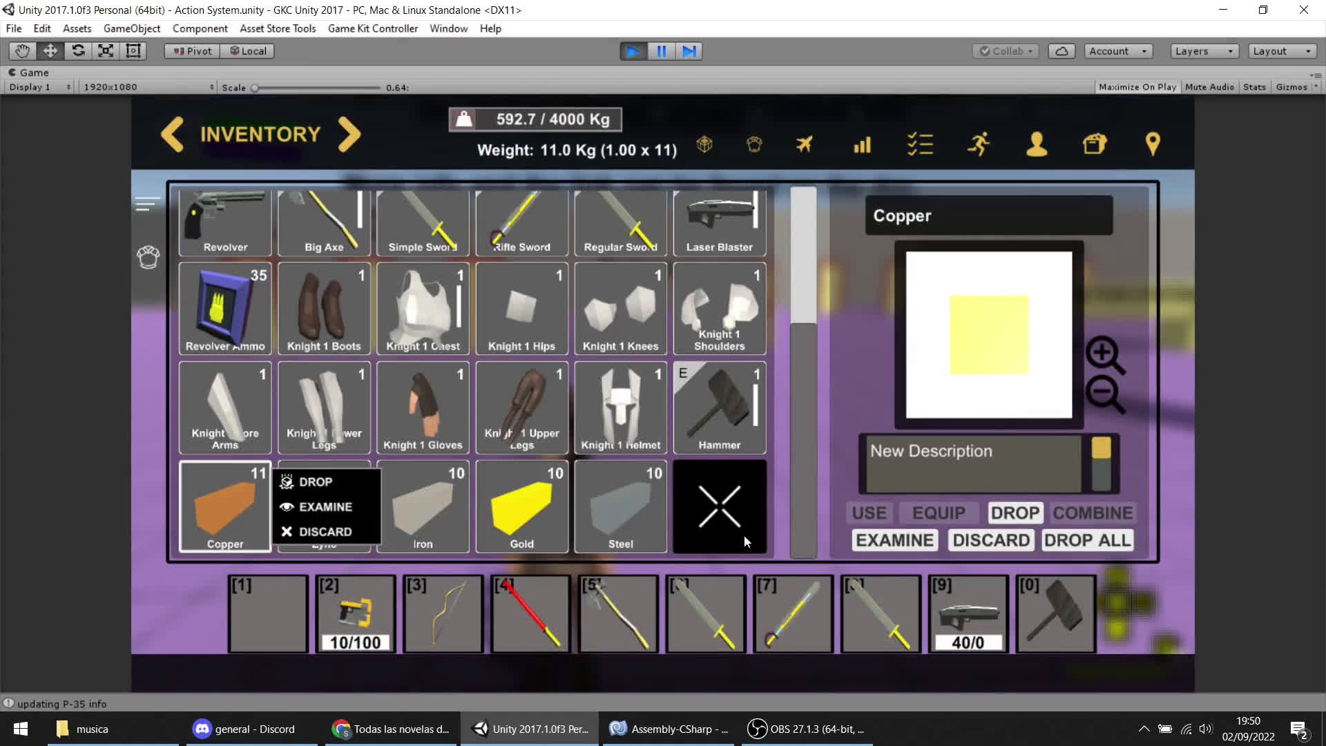 crafting system with repair, disassemble and craft example