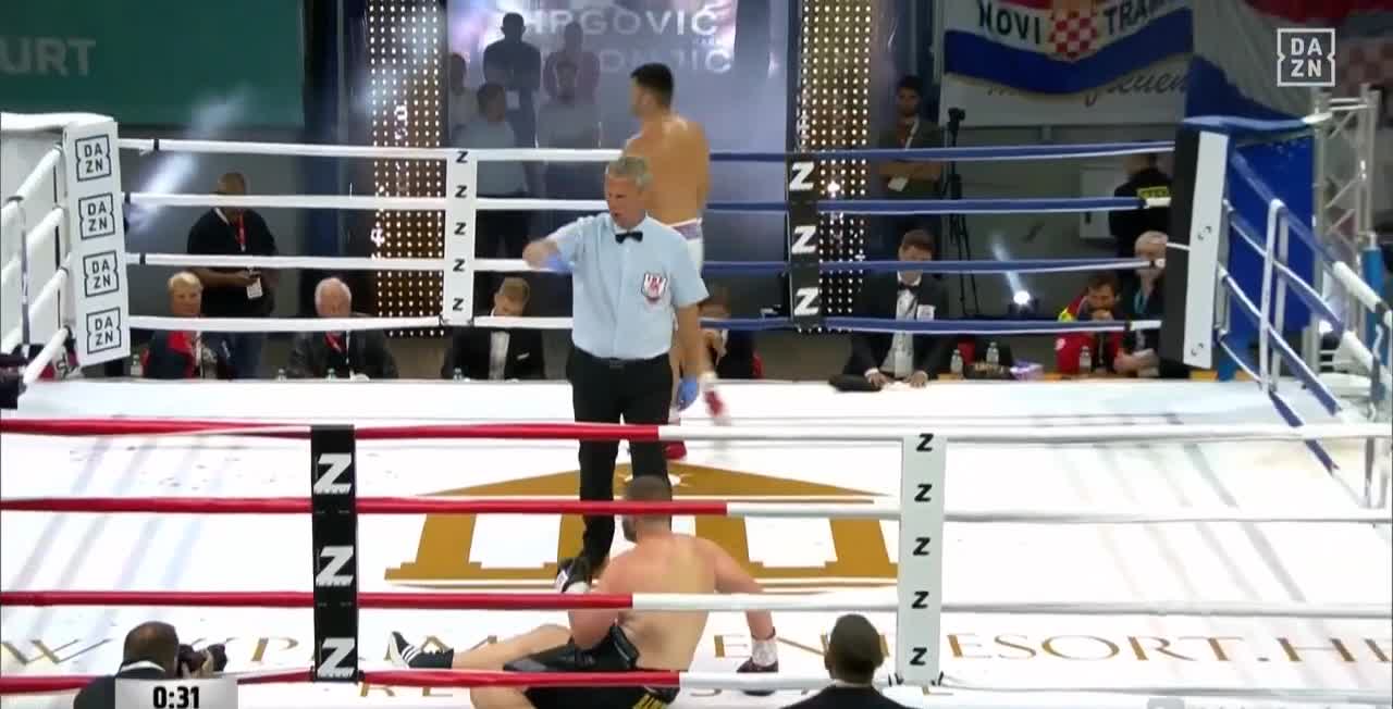 Filip Hrgovic knocks Marko Radonjic down 5 times en route to a referee ...