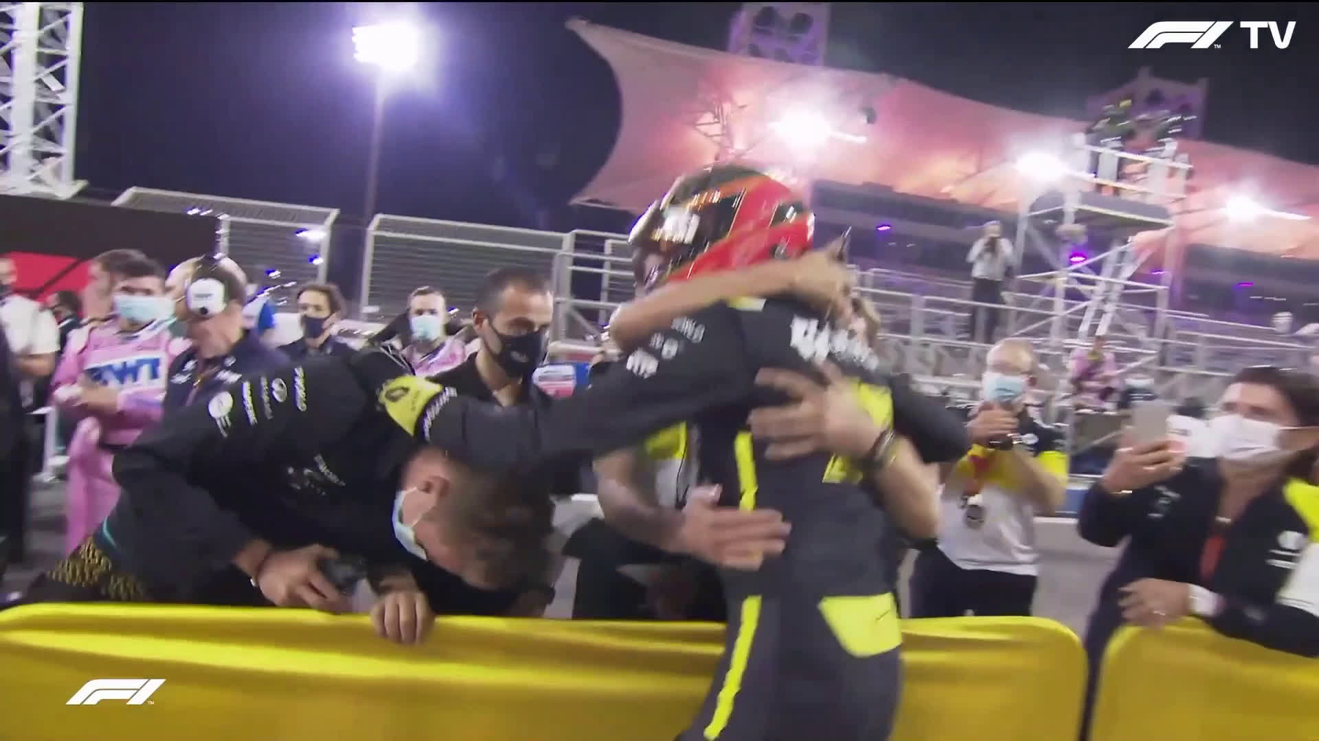 Ocon podium celebration