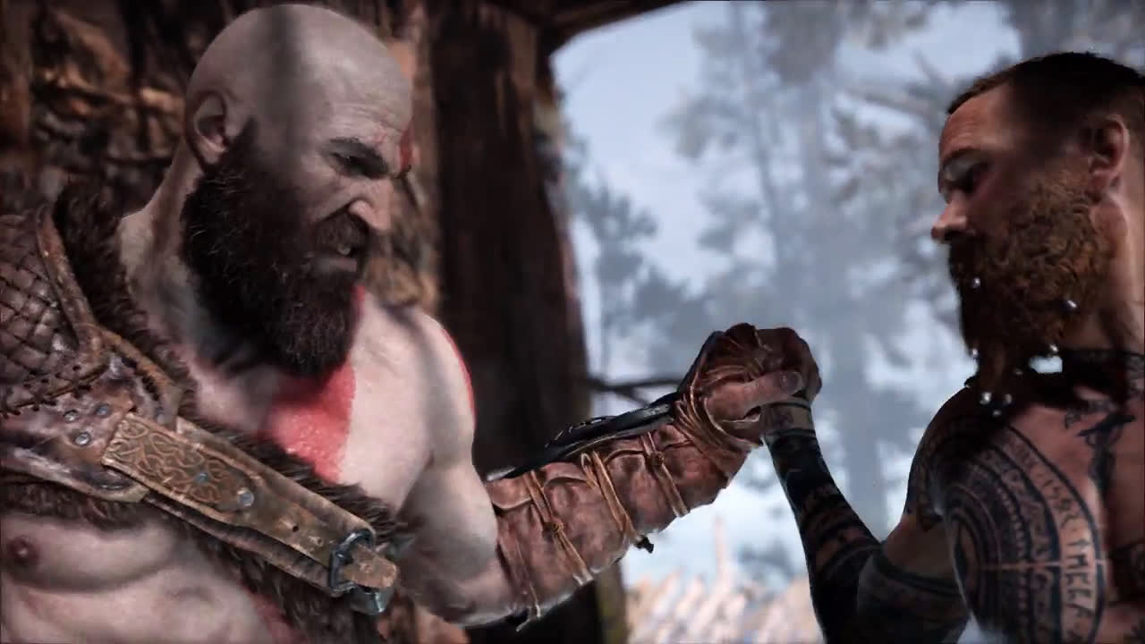 Kratos 1st punch against Baldur
