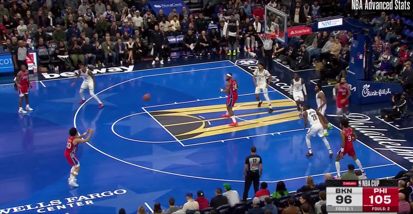 Watch Maxey ball screen enduces switch to create drive for Caleb Martin, McCain gets open 3 ...