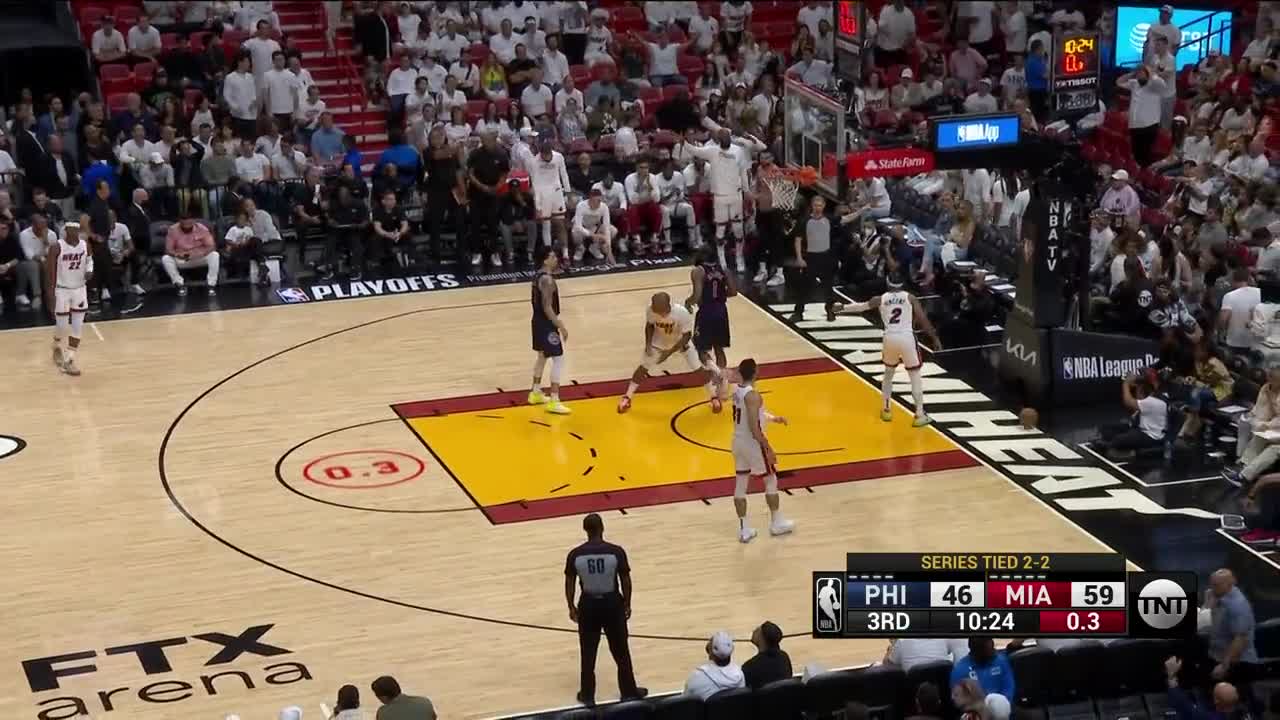 Watch Bam with a great defensive possession on Embiid | Streamable