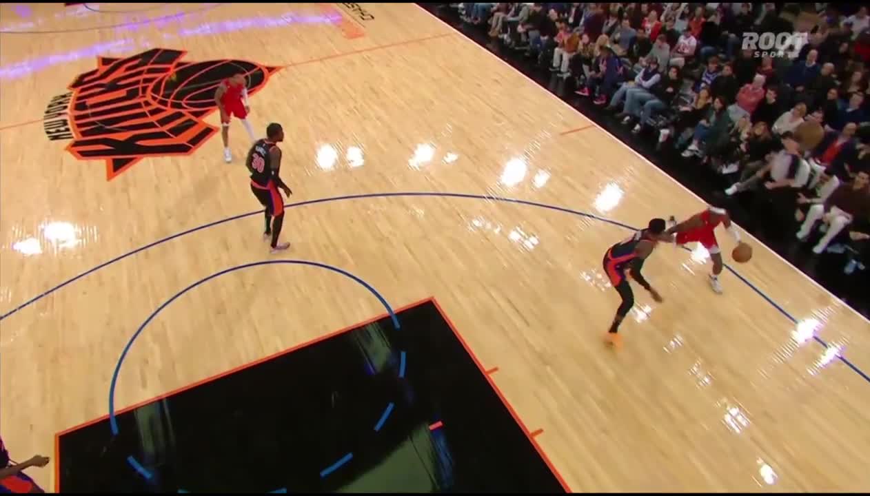 Watch Grant puts the Blazers up 3 with the circus shot | Streamable