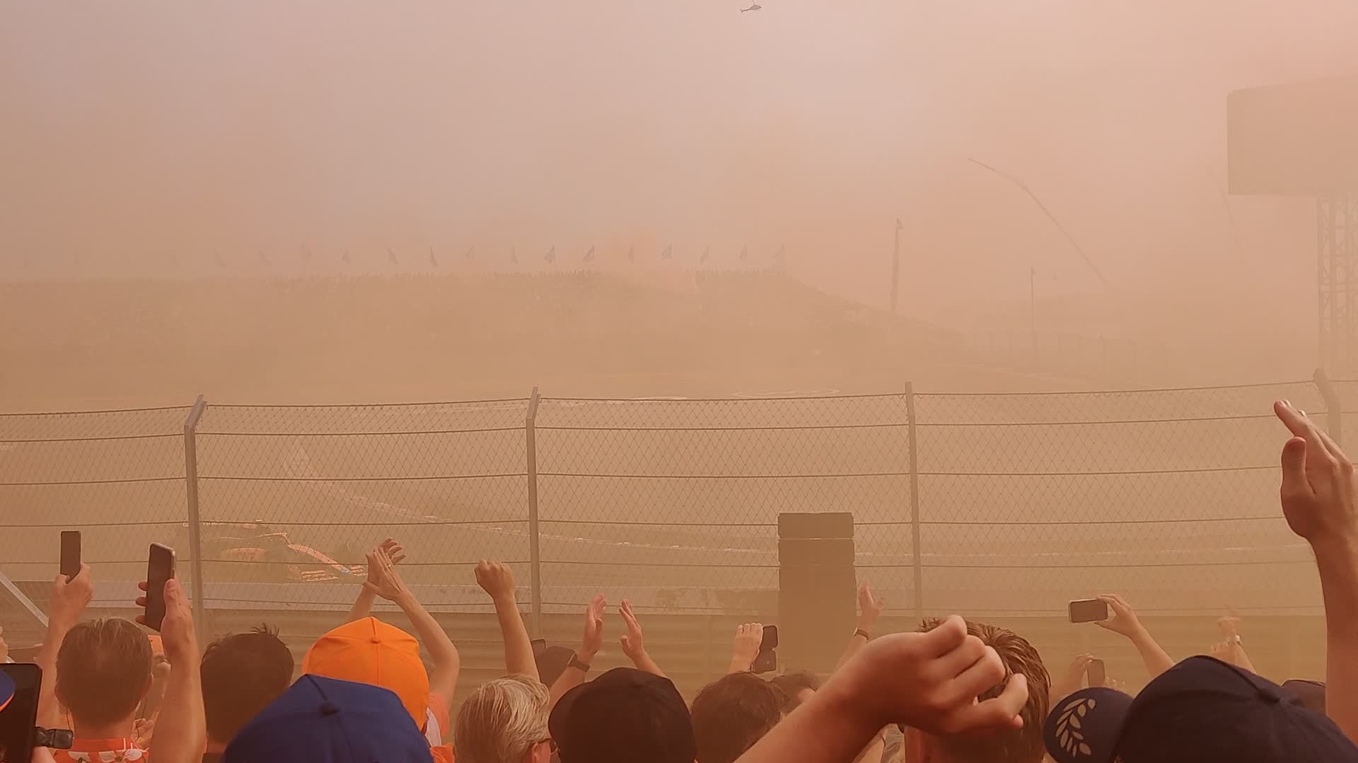 Orange smoke at Zandvoort.