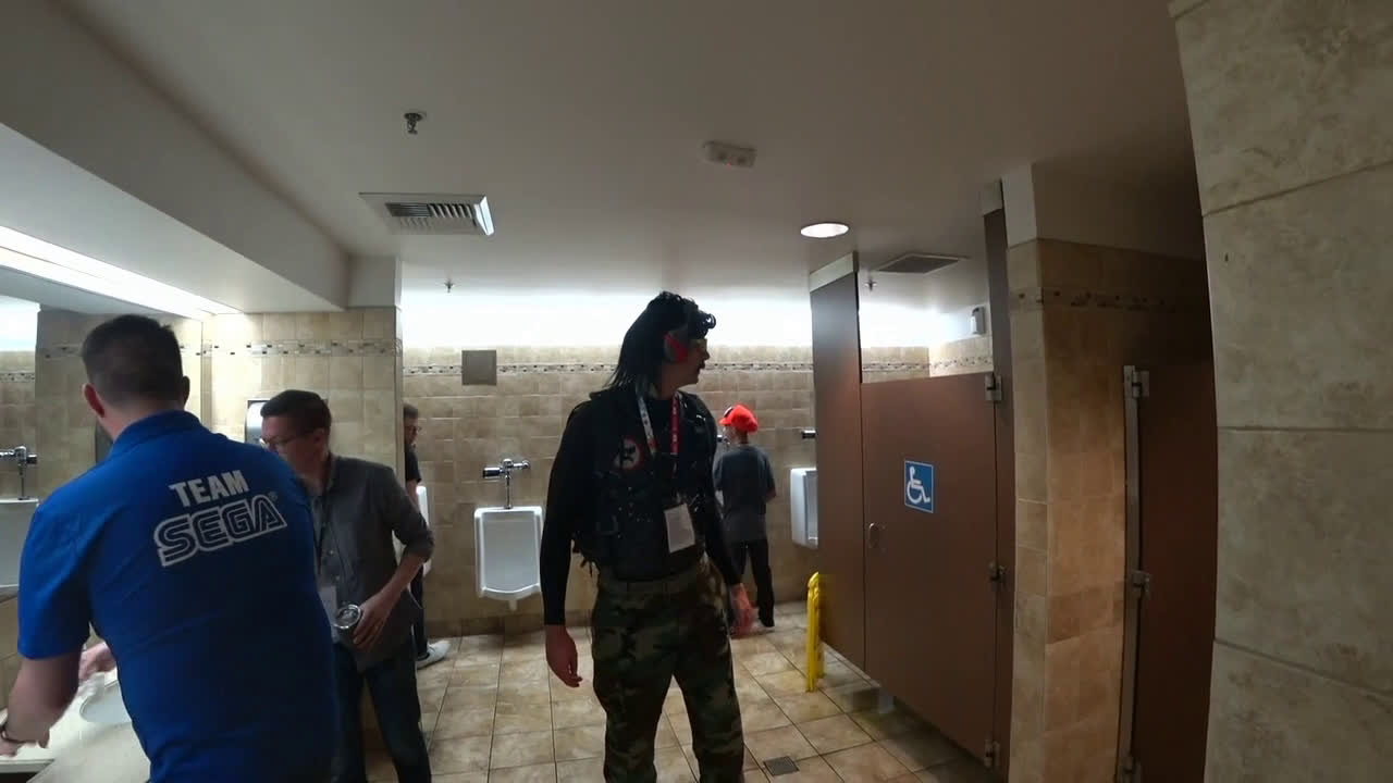 Watch DrDisrespect walking into and filming a public bathroom with a teenage peeing | Streamable