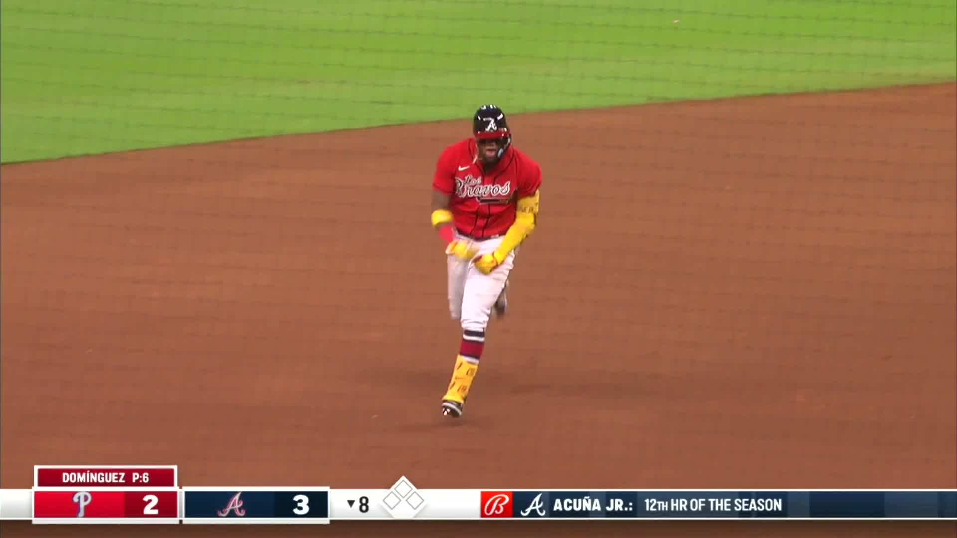 Ronald Acuña Jr. gives the Braves the lead in the bottom of the eighth with a 2-run opposite ...
