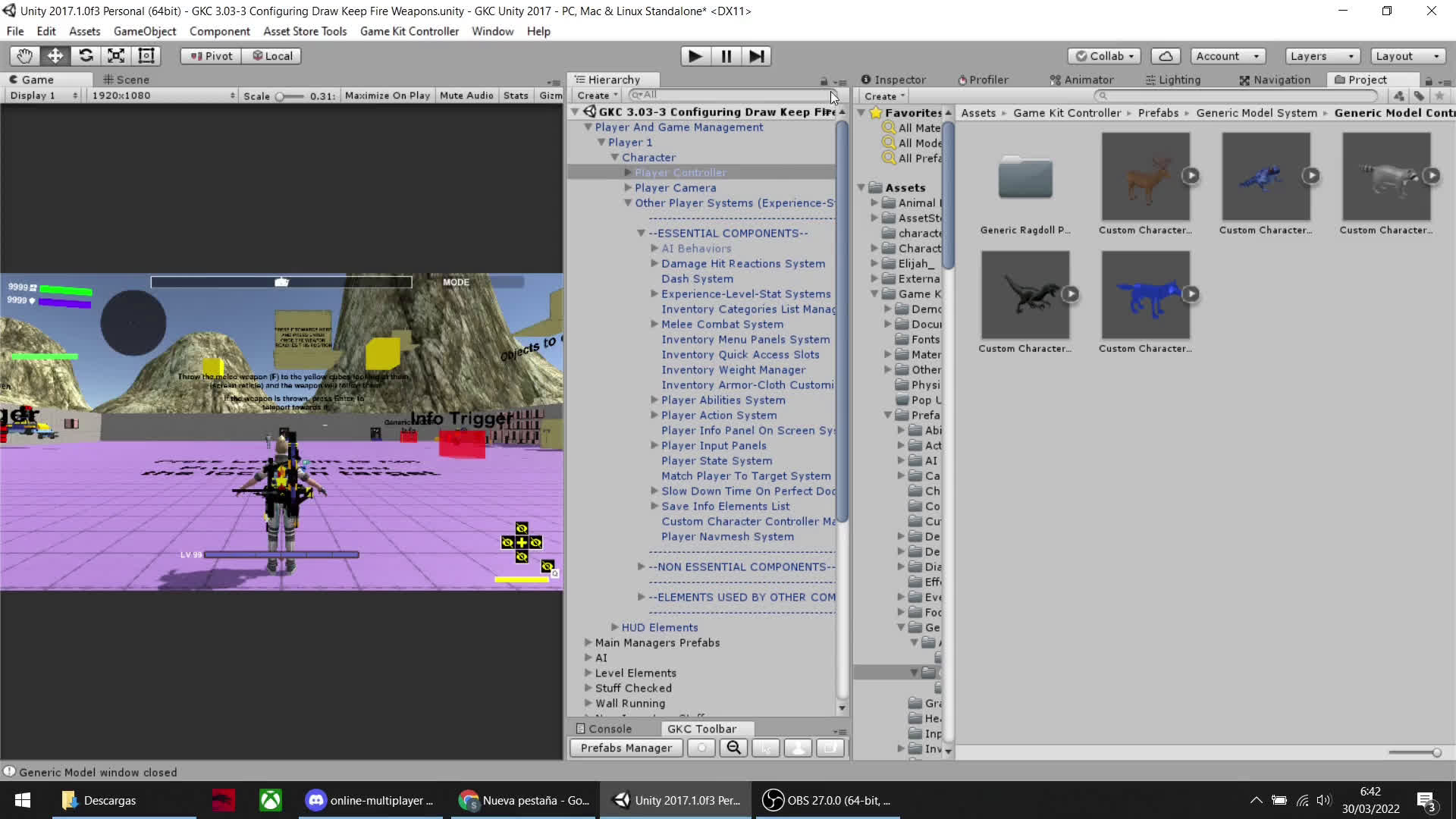 add new generic character prefab to player or AI