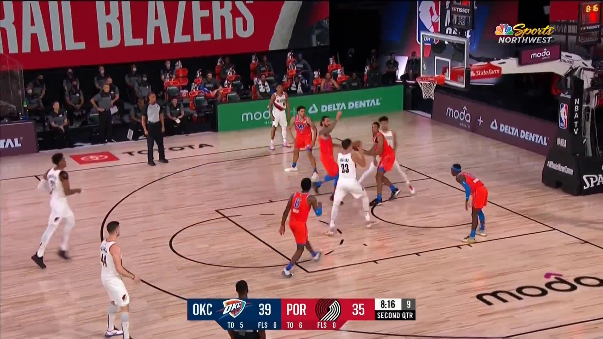 Ant drives then flips it to Collins for the slam