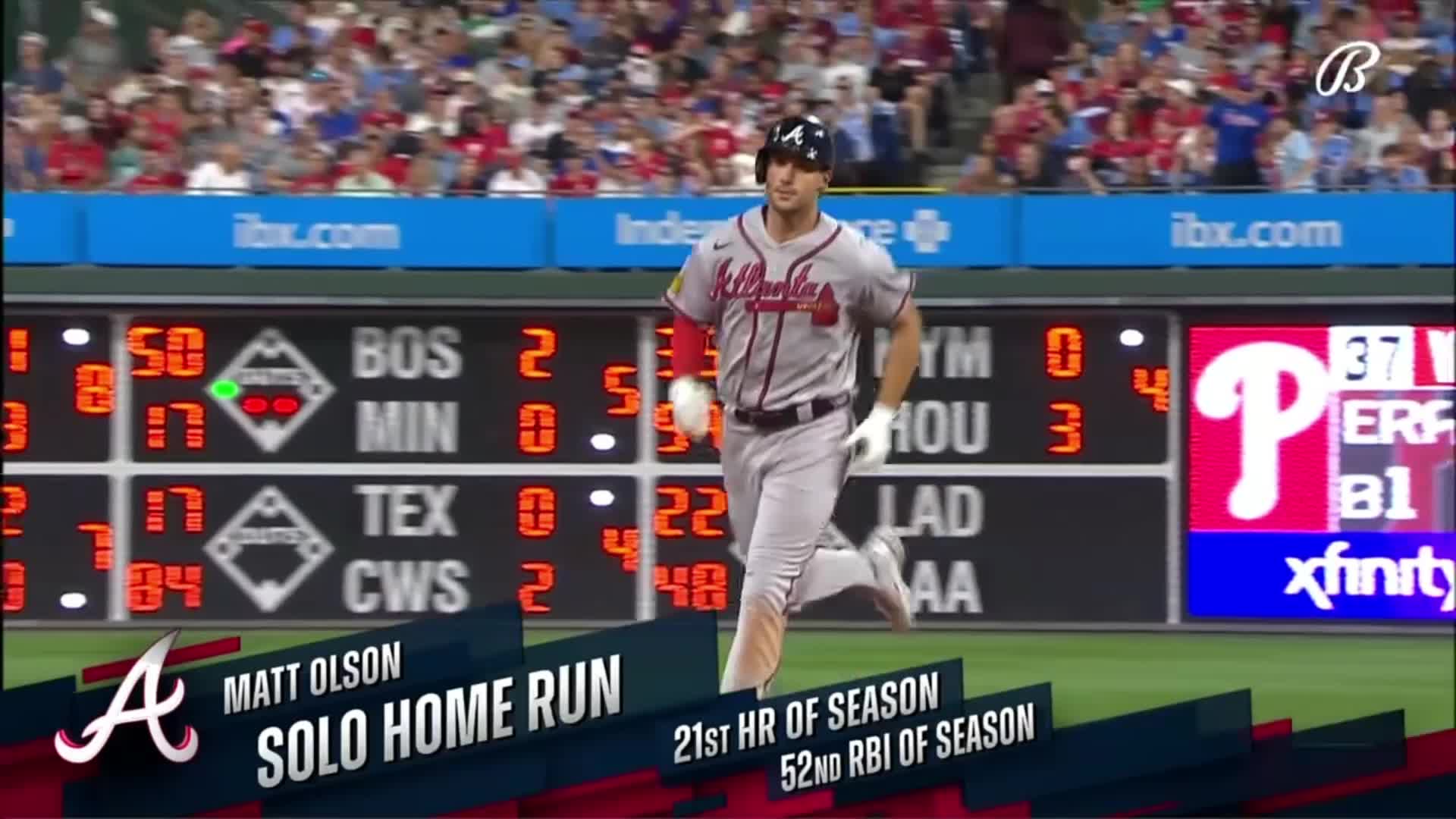 Watch Matt Olson hits his 21st home run of the season to give the Braves a 4-1 lead over the ...