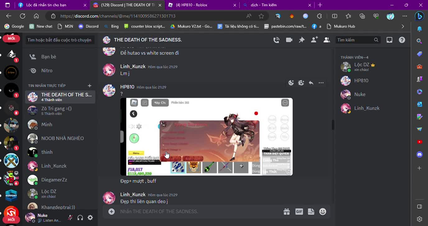 (129) Discord _ THE DEATH OF THE SADNESS. và 3 trang nữa - Cá nhân ...