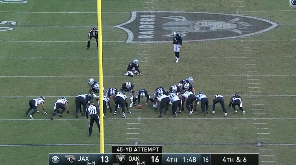 Week 15 2019 - Daniel Carlson 45-yard field goal miss