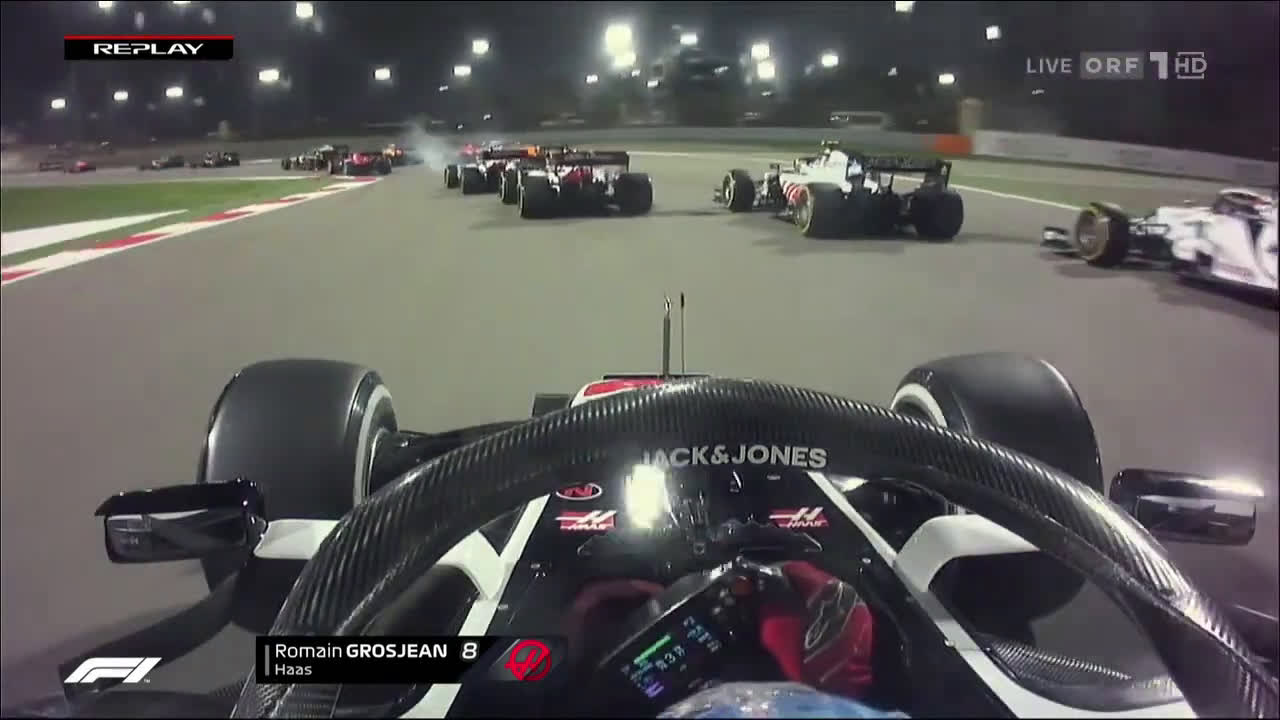 2020 Bahrain GP - Heavy Crash - Romain Grosjean