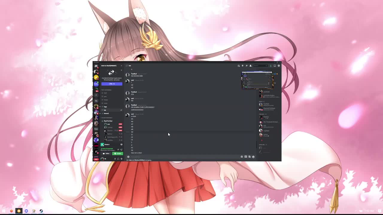 yami ducking to show his discord client