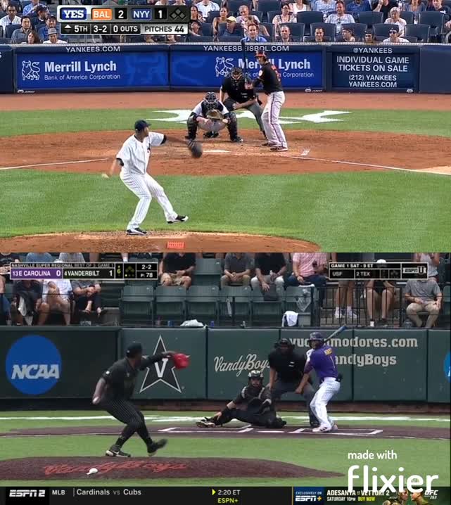 2022 top prospect Kumar Rocker pitching motion vs. former Yankee Ivan Nova