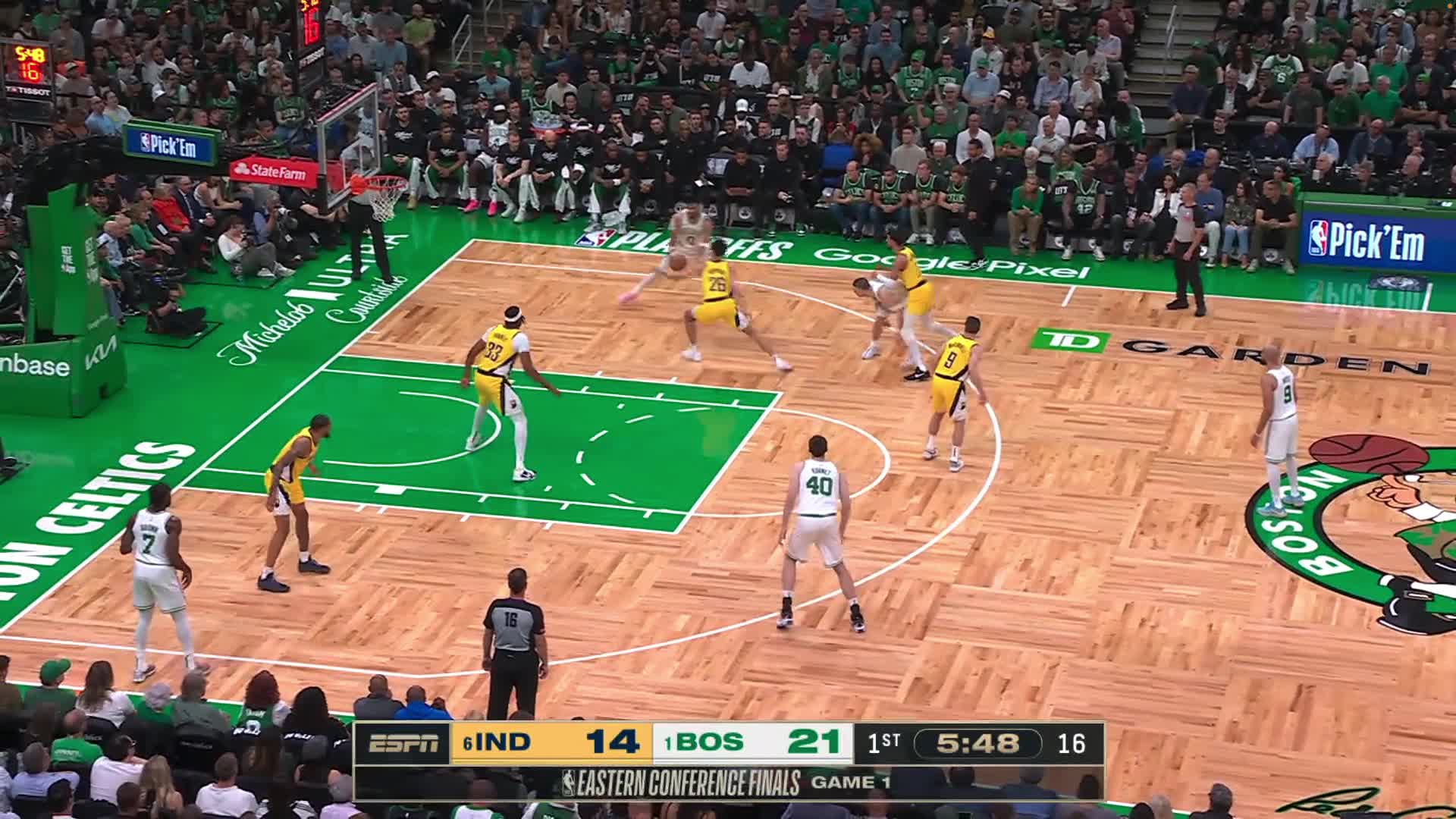 Watch Empty corner PnR Tatum screener draws foul | Streamable