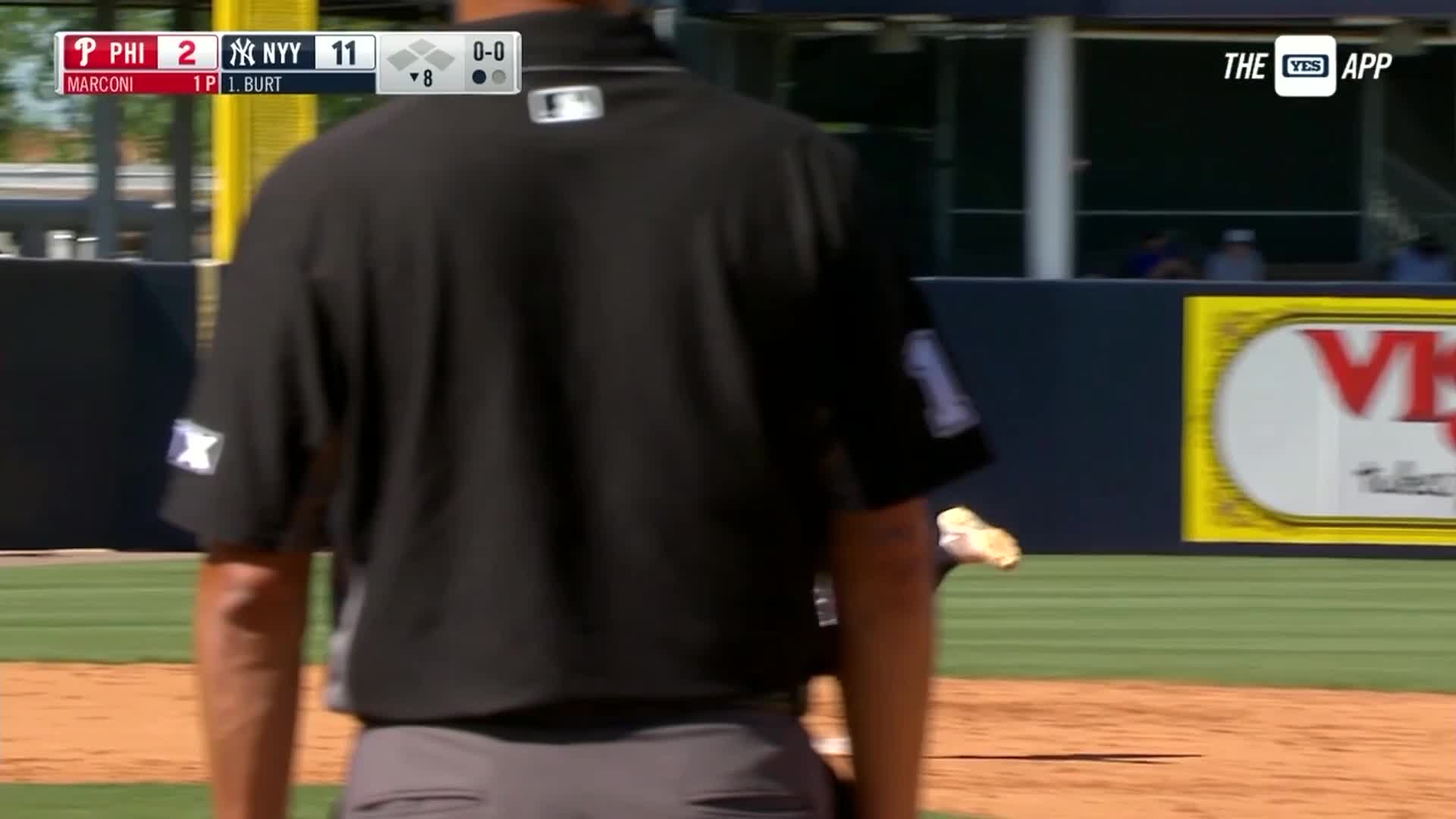 Max Burt's grand slam puts the Yankees up 11-2 over the Phillies.
