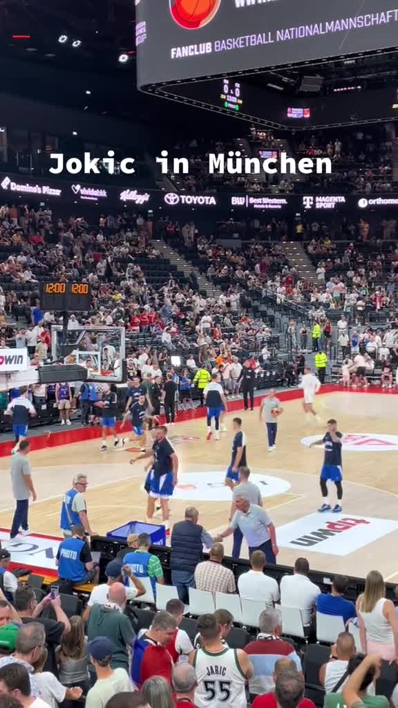 Watch Jokic acrobatic dunk in warm-ups before the Serbia-Germany game | Streamable