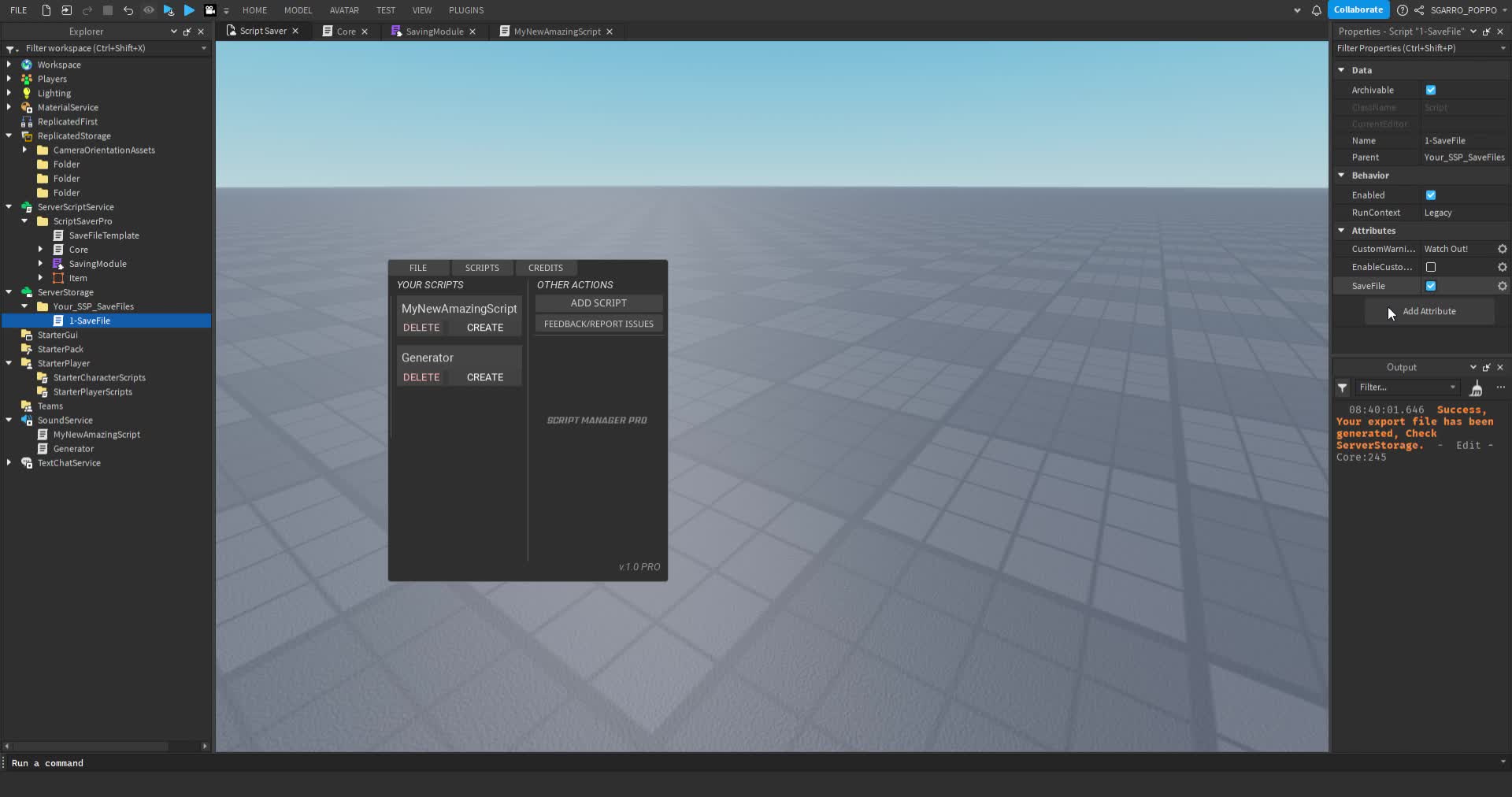 Watch Script Saver - Roblox Studio 2023-07-08 08-39-45 | Streamable
