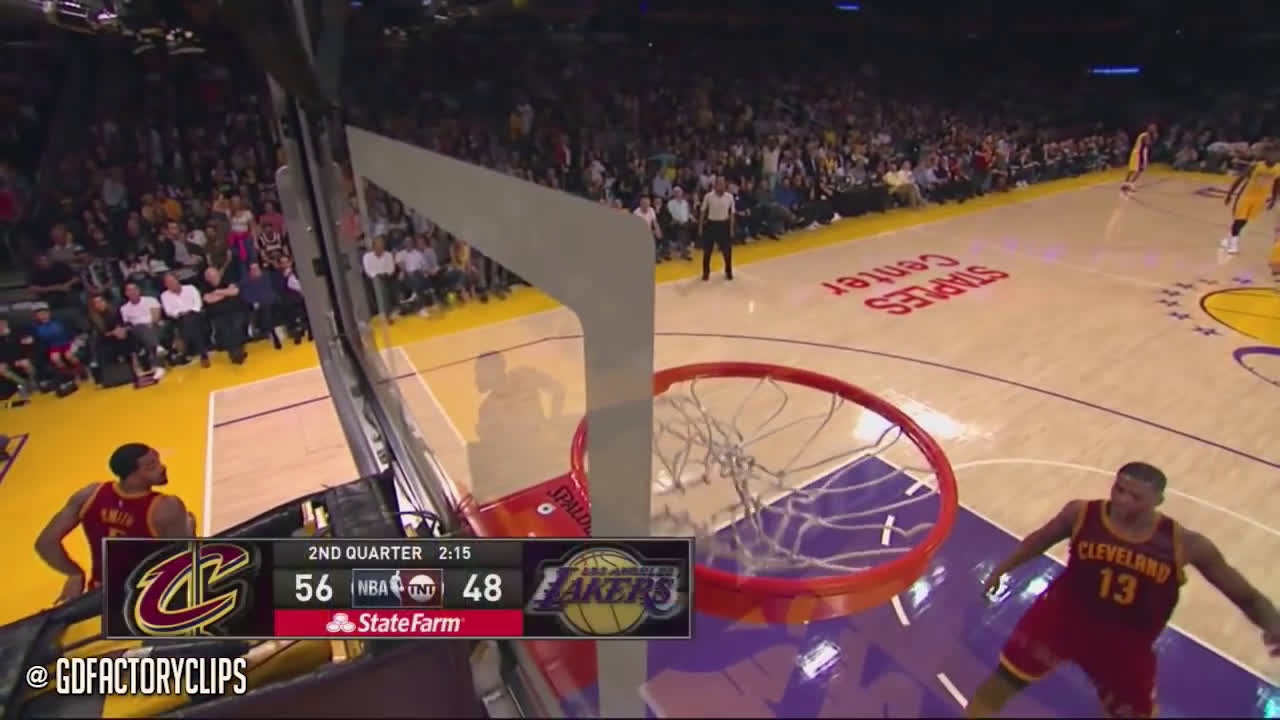 Lebron flushes home the of the backboard pass