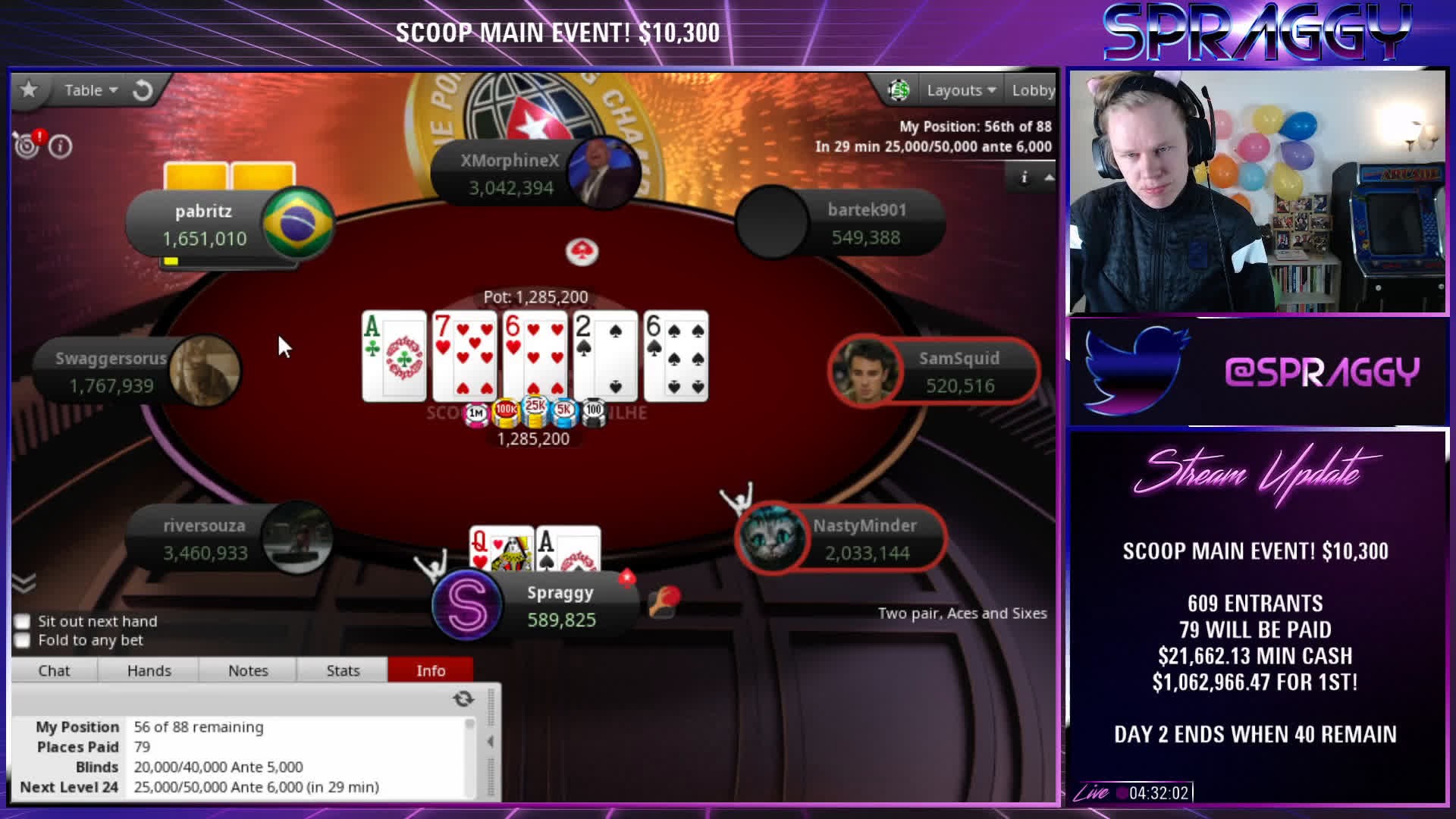 Spraggy is put to the test! SCOOP-74H: $10,300 Main Event