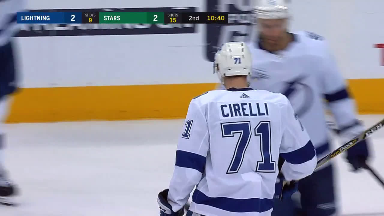 Anthony Cirelli scores a goal in his first NHL game