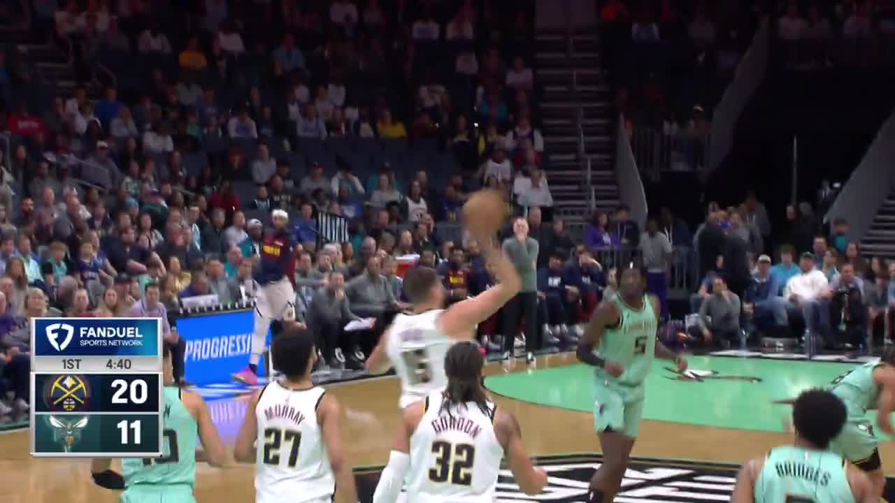 Watch [Highlight] Nikola Jokic grabs the rebound and flings a long pass in one motion | Streamable