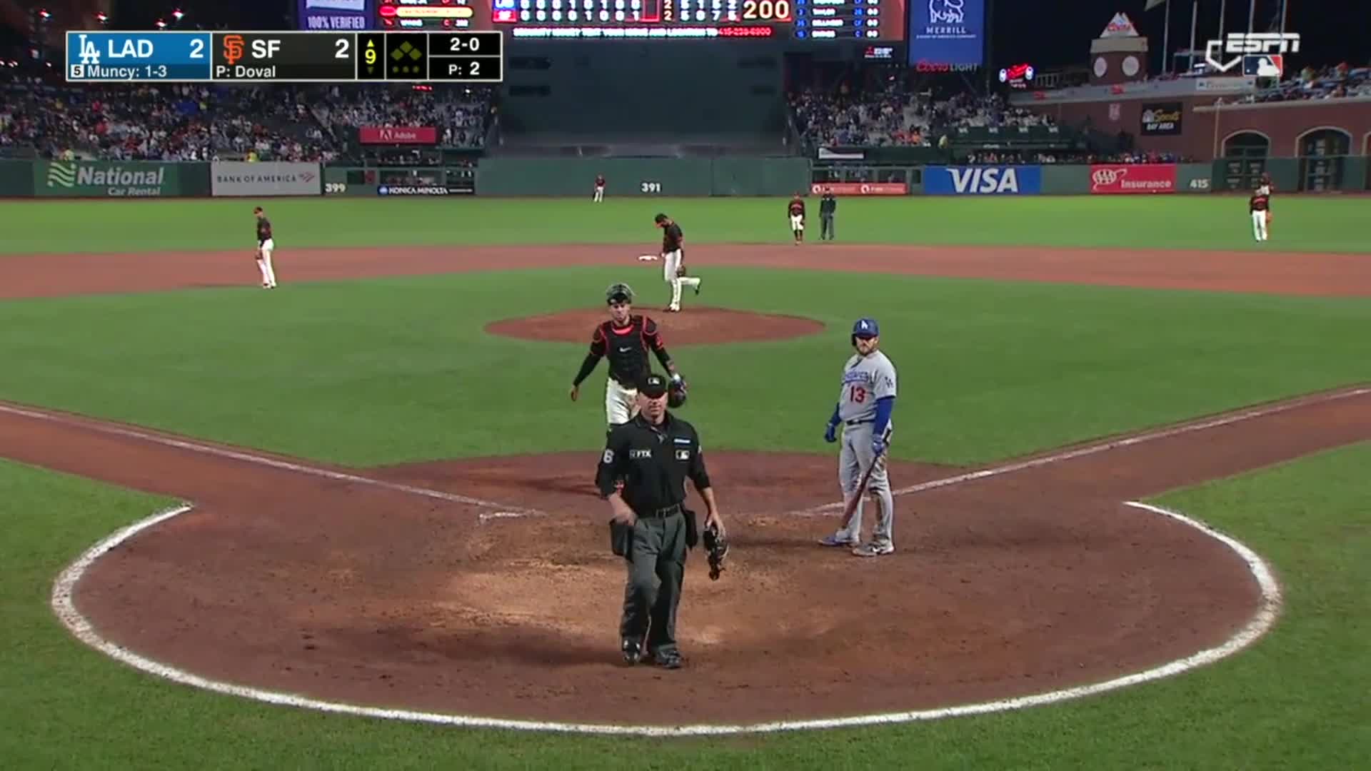 Ump tells camera operator to turn their light off.