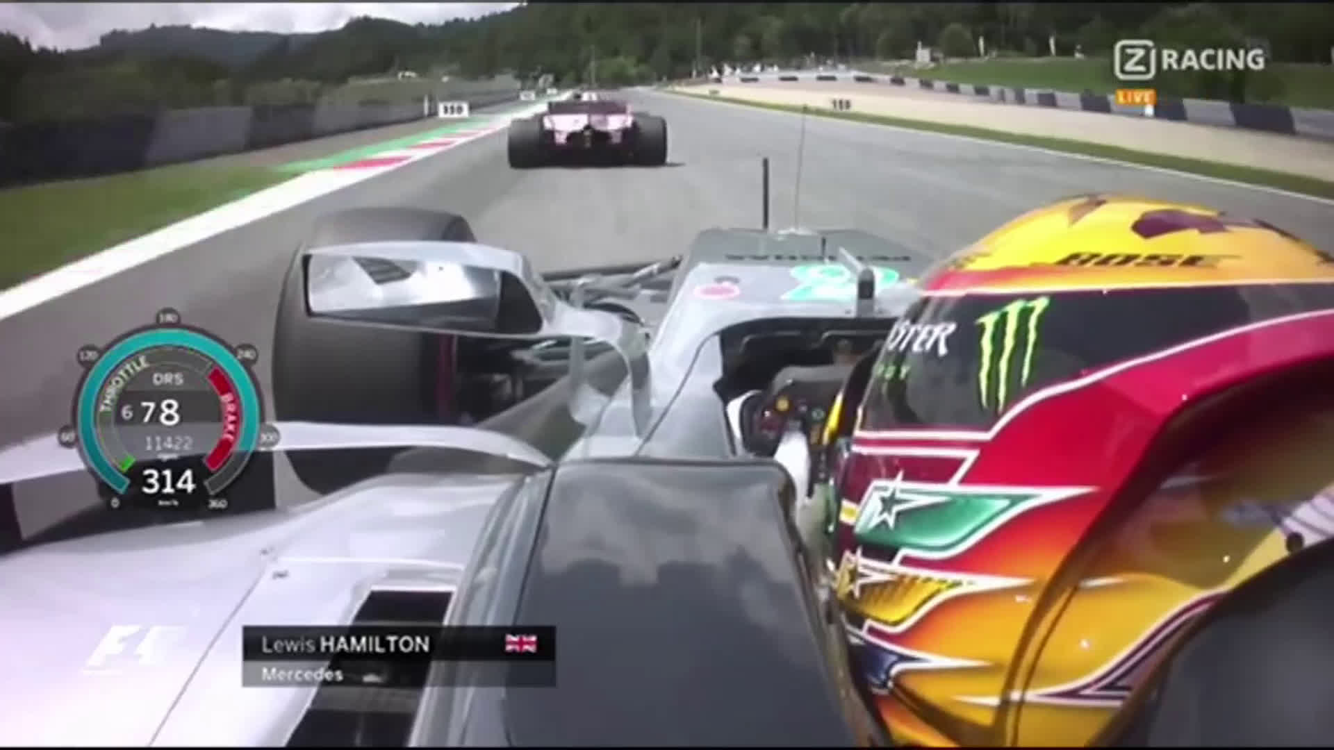 Onboard Hamilton overtake on Perez