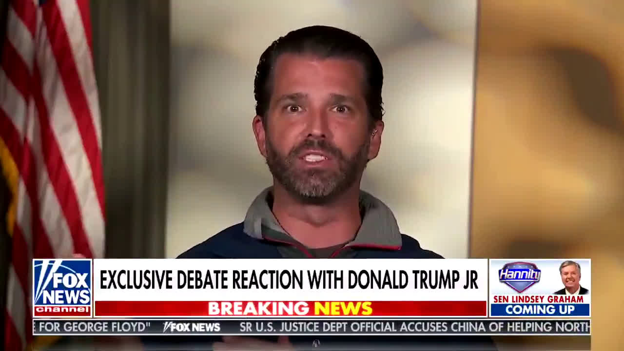 A very animated Don Jr. is on Fox discussing the same talking points ...