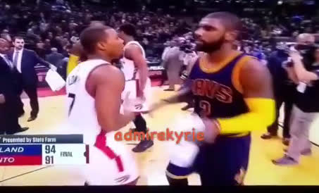 Irving and Lowry with the postgame handshakes