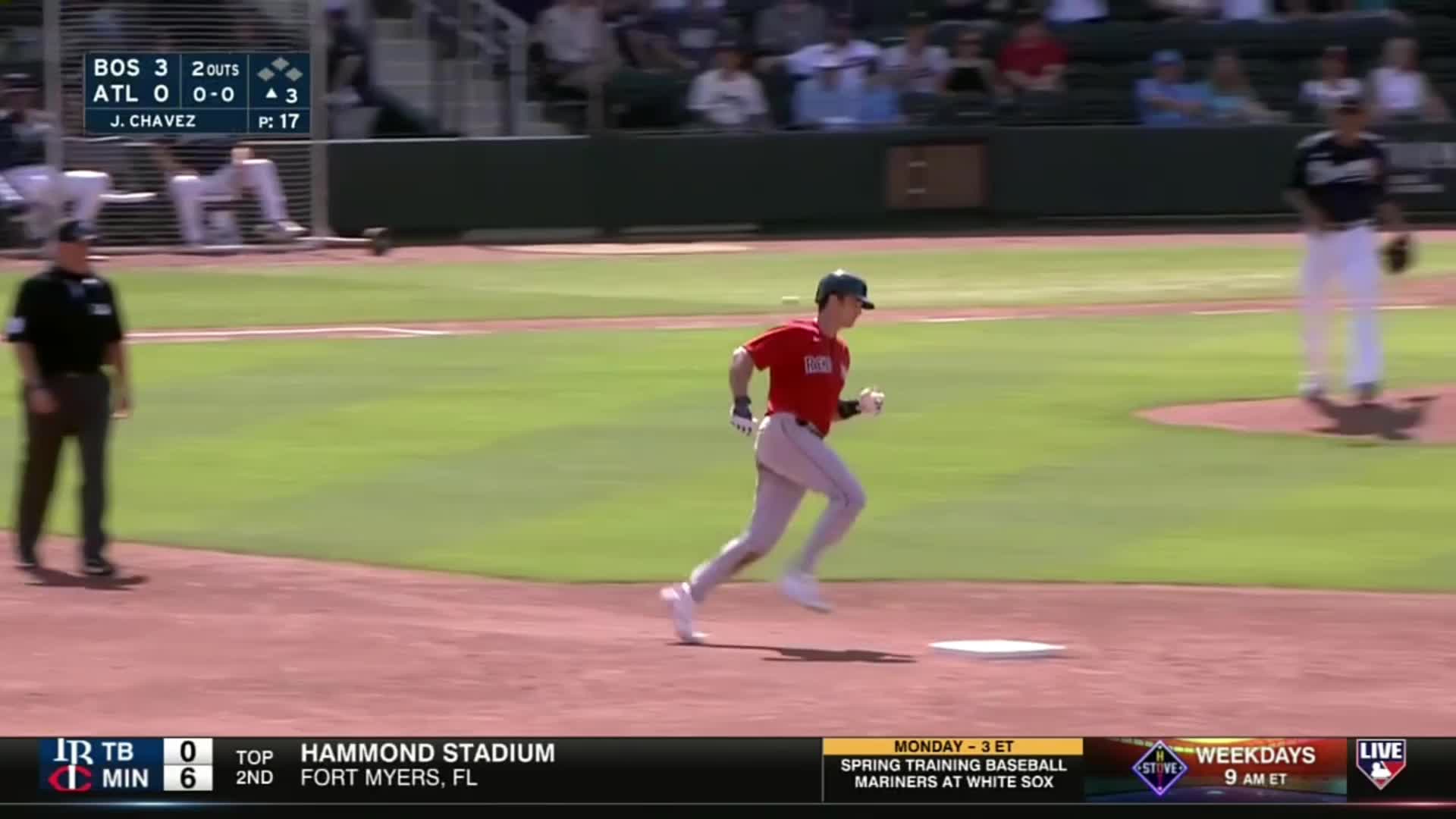 Bobby Dalbec's 2-run homer gives the Red Sox a 3-0 lead over the Braves.