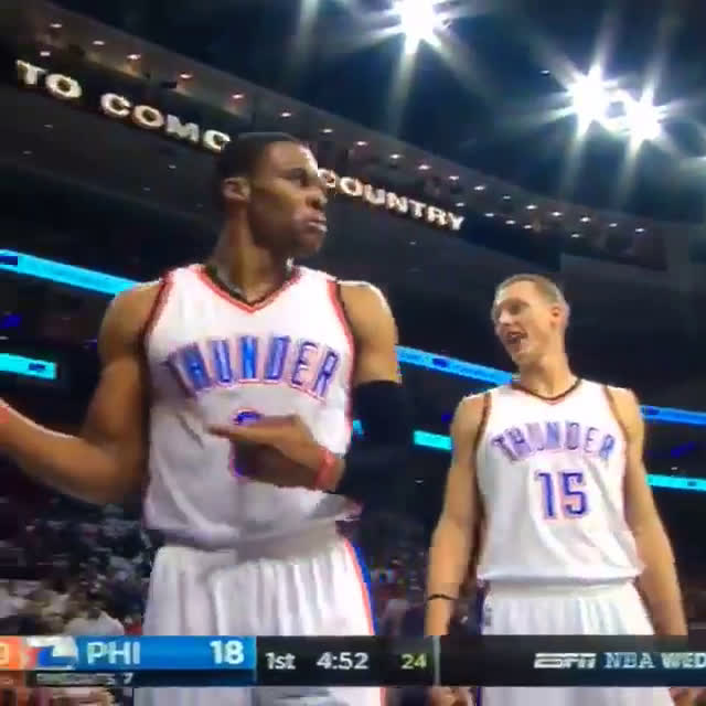 Russ' reaction tho! "Who's mans is this?"