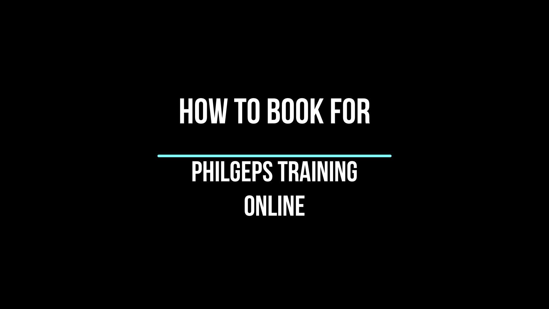HOW TO BOOK FOR PHILGEPS TRAINING
