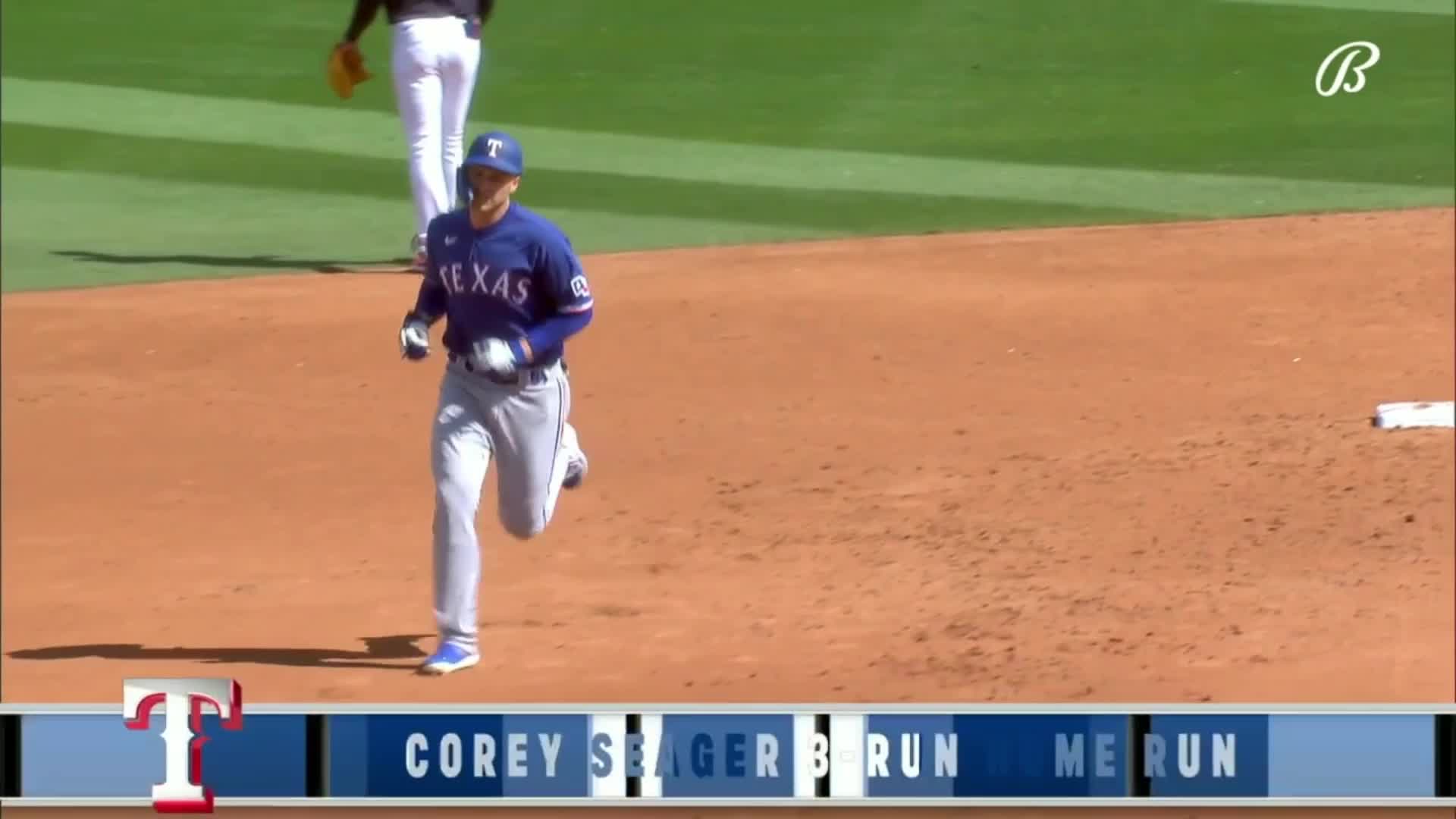 Corey Seager's 3-run homer to dead center gives the Rangers a 5-0 lead over the Guardians.