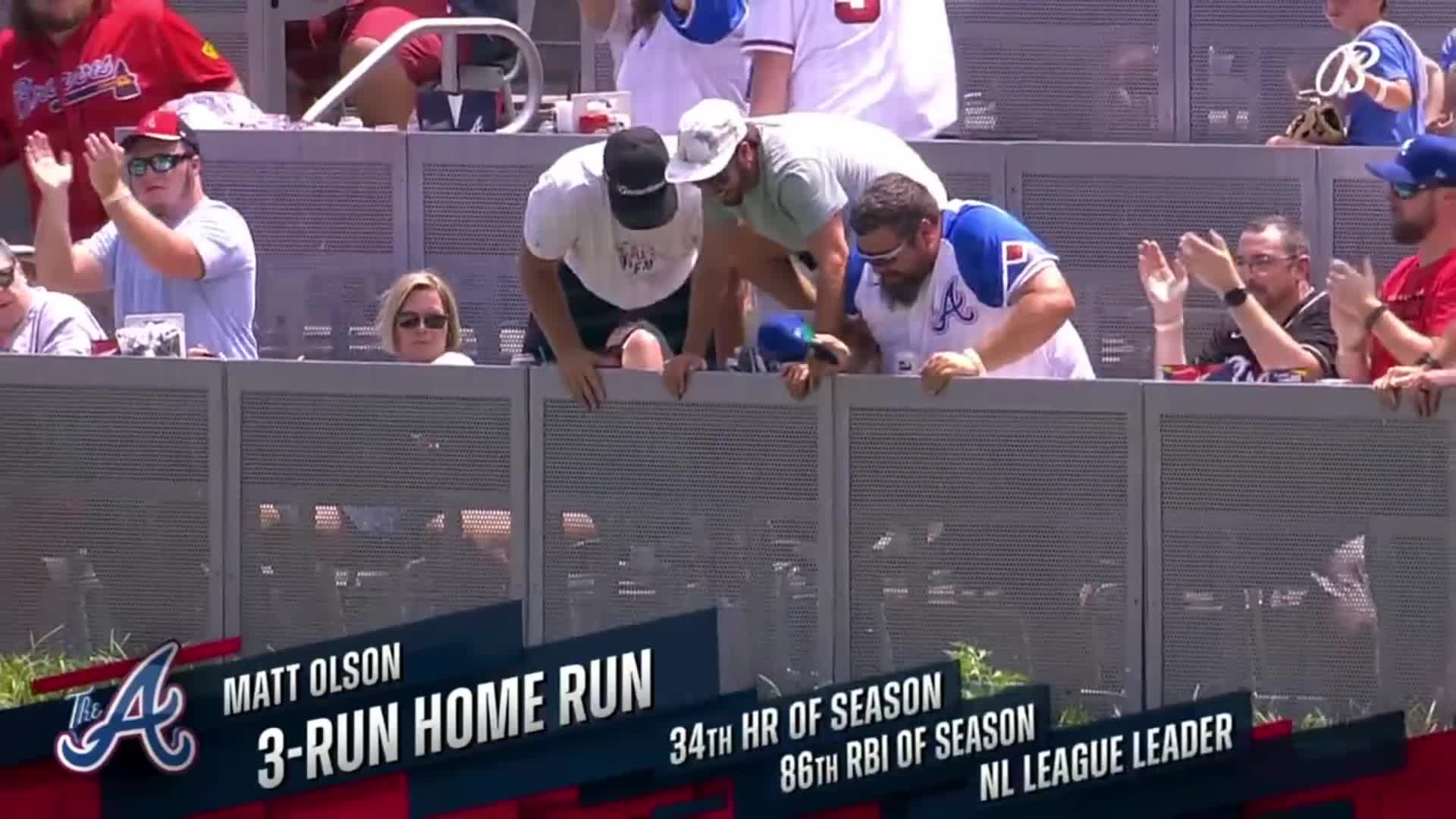Matt Olson gives the lead back to the Braves with a 3-run homer.