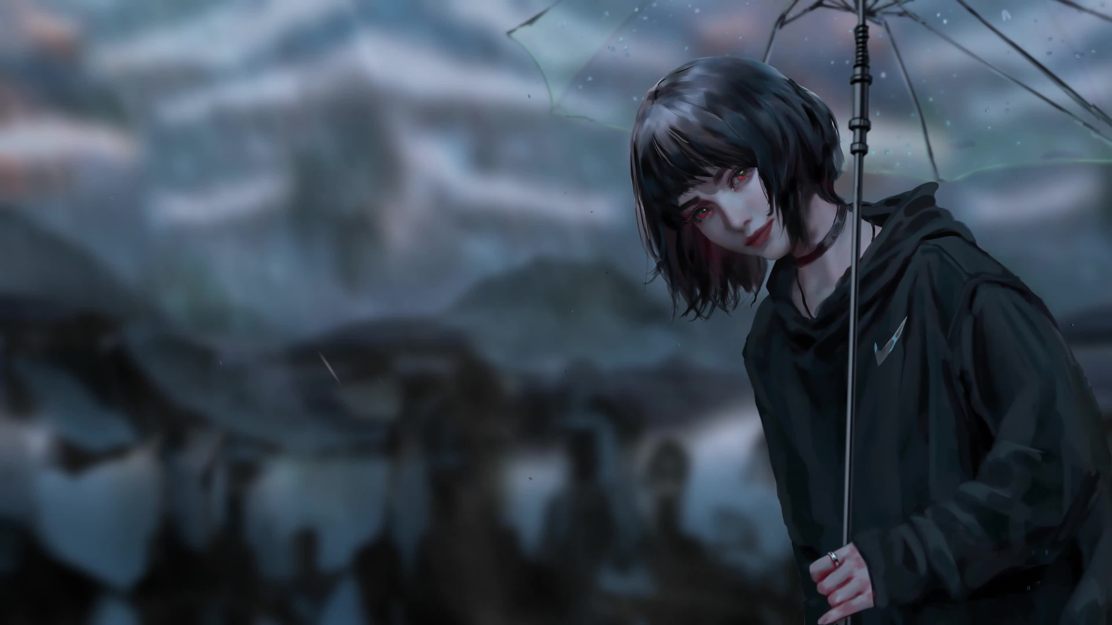 Watch Girl with Umbrella 4K Live Wallpaper | Streamable