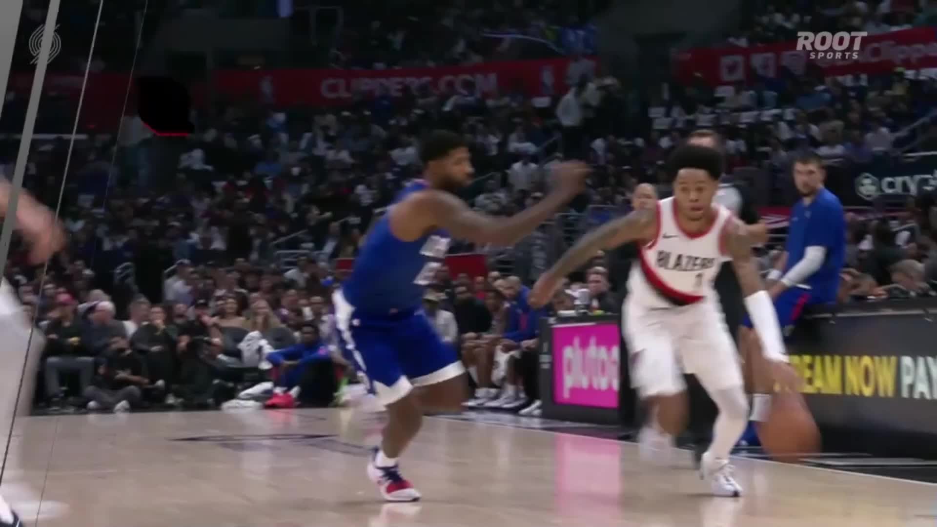 Ant blows by everyone for the two-hand slam