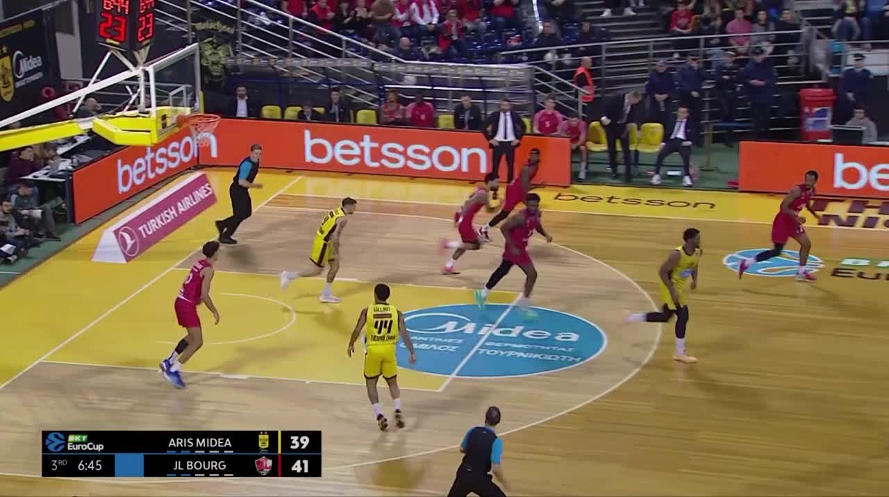 Watch Risacher grabs reb, takes ball coast to coast, finds teammate for assist vs Aris | Streamable