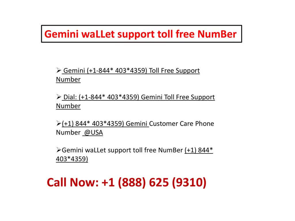 Watch Gemini “waLLet support” toll free NumBer (+1) 844* 403*4359 ...