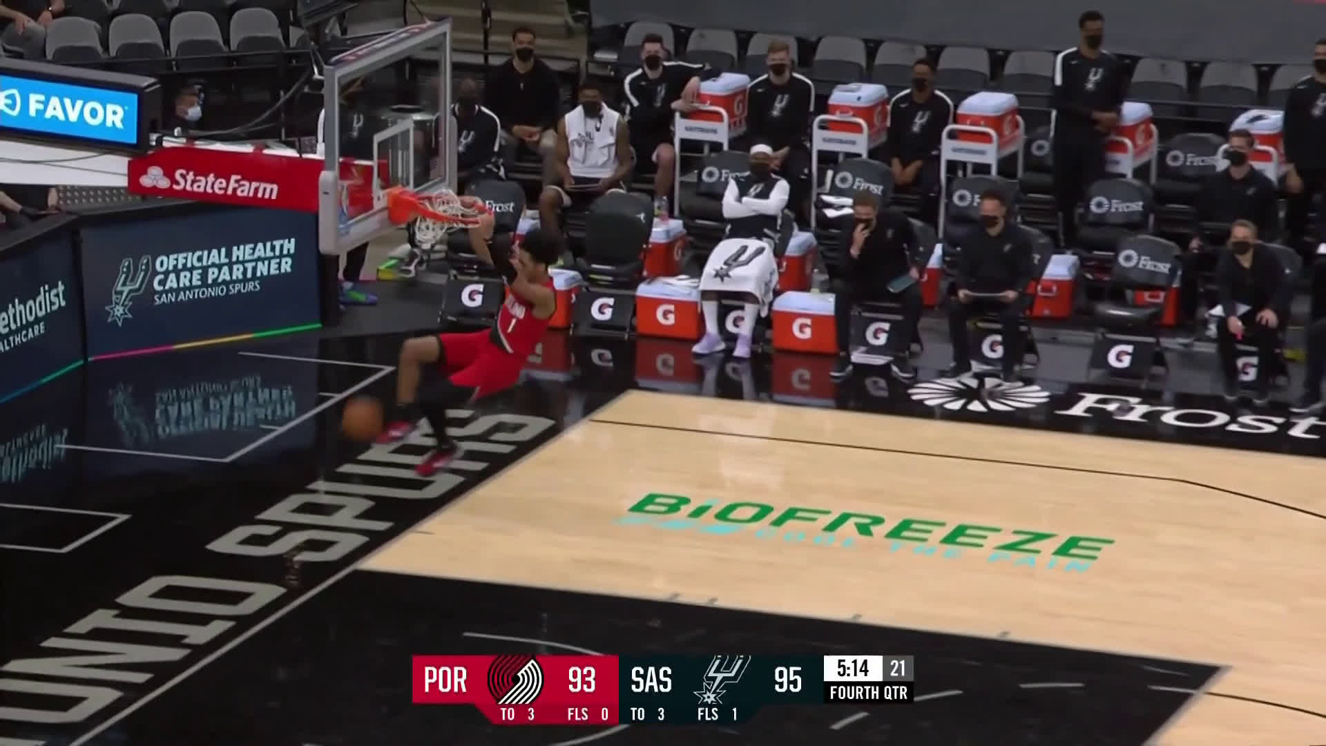 Ant picks the pass and finishes the fast break with authority