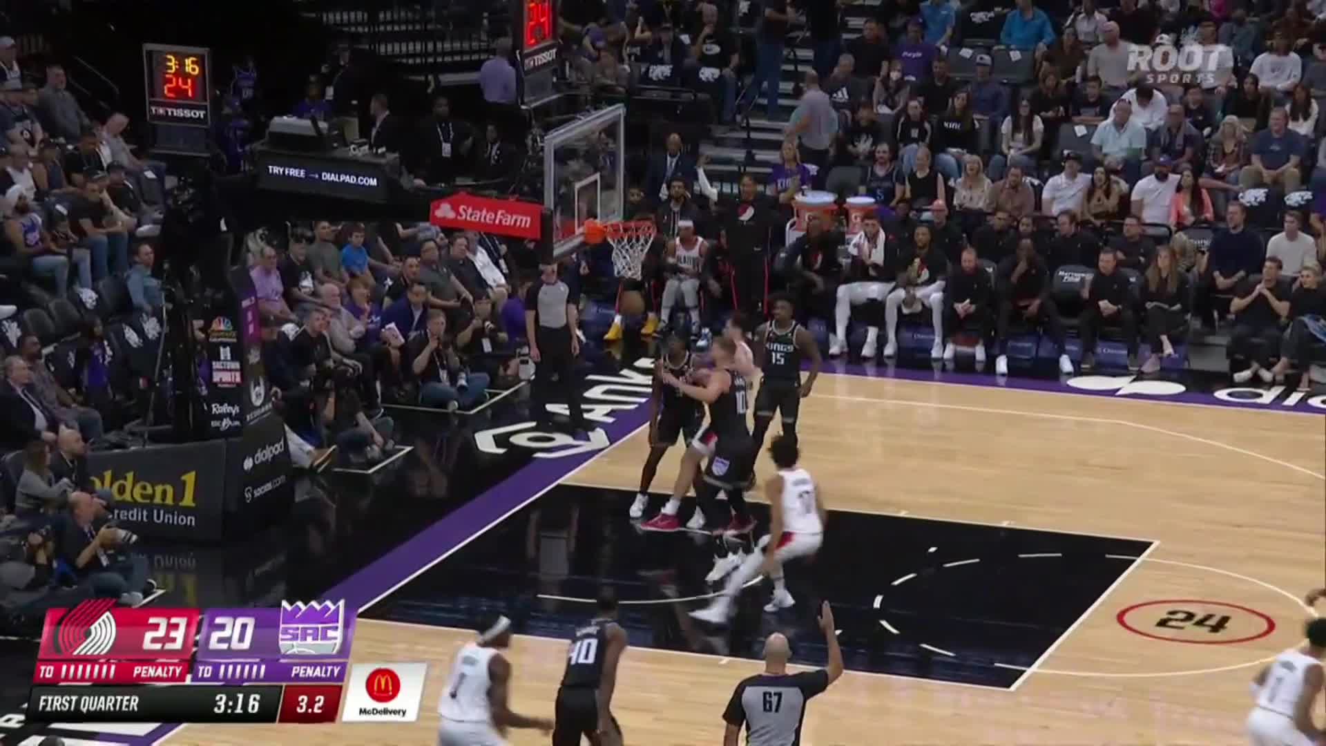 Grant with the instant catch and shoot three from the corner