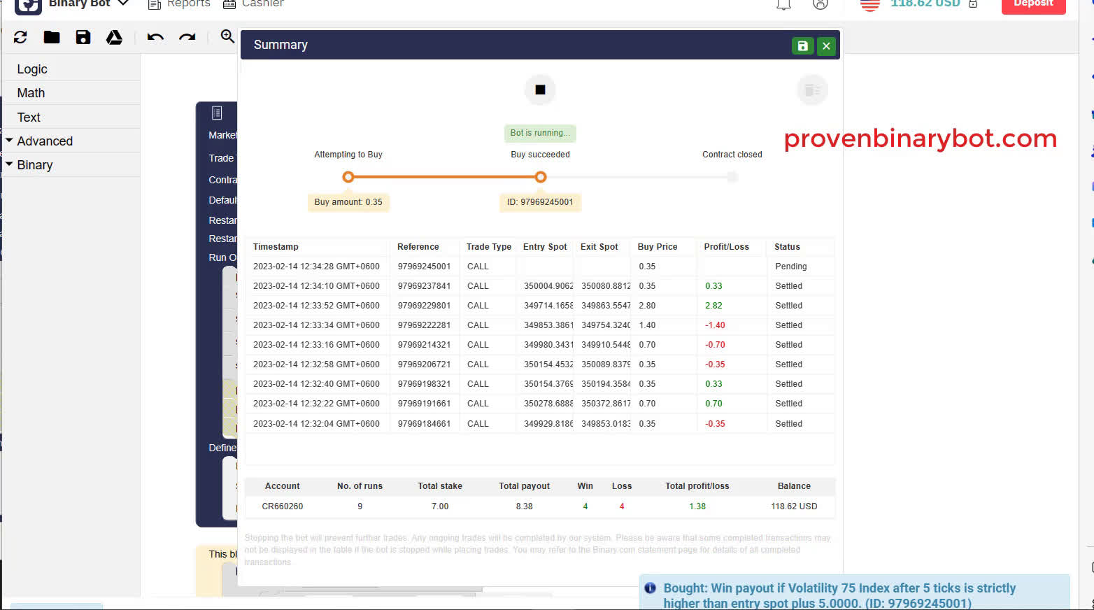 Dboty - Up Trend Deriv Bot 1