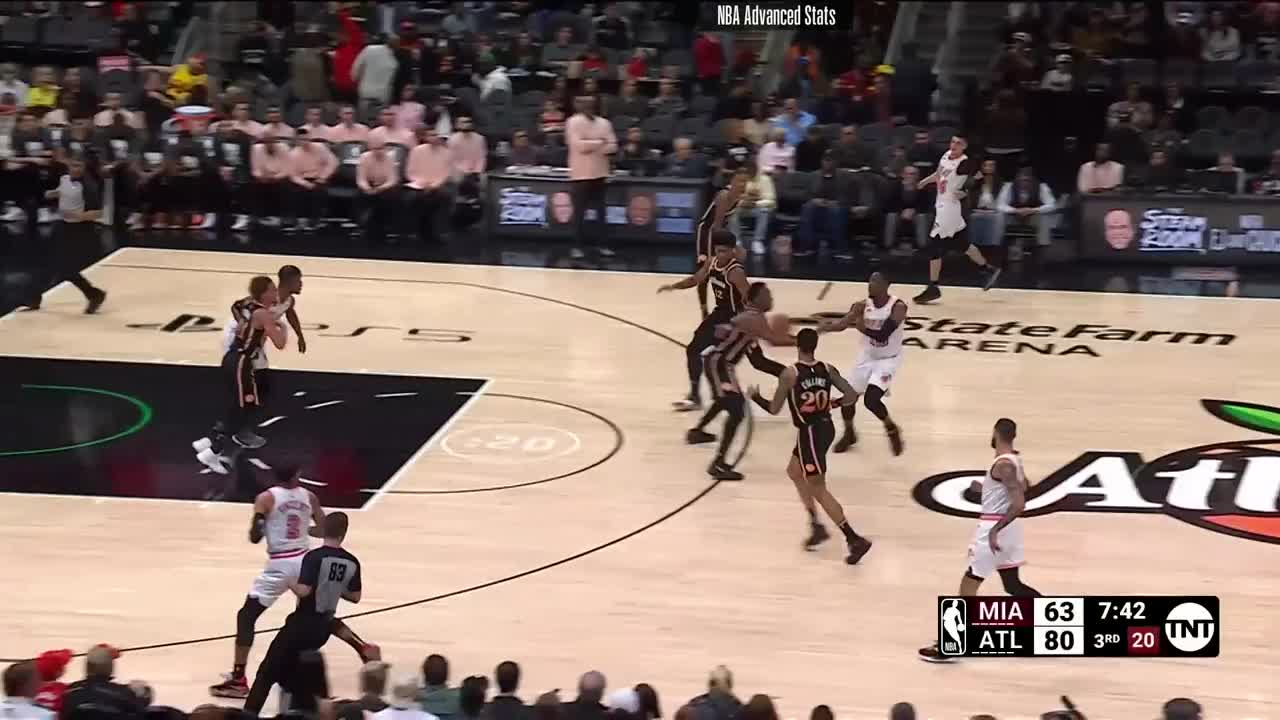 ATL miss, Heat move the ball, Vincent hits transition three