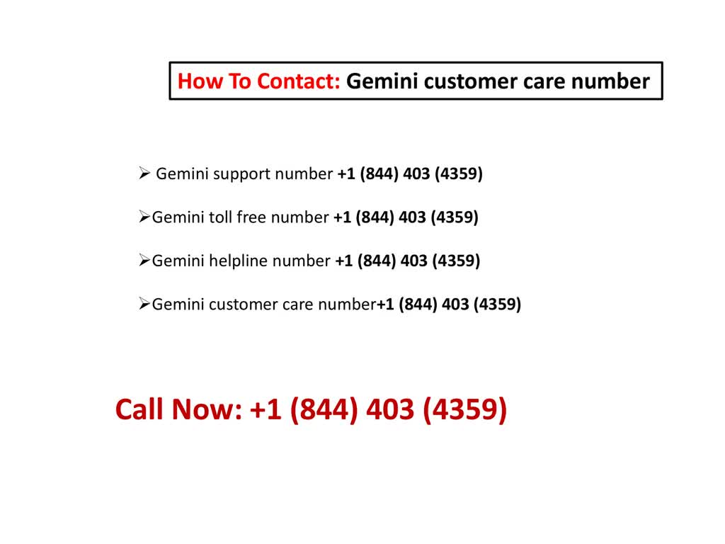 Watch Gemini (+1-844* 403*4359) Toll Free Support Number | Streamable