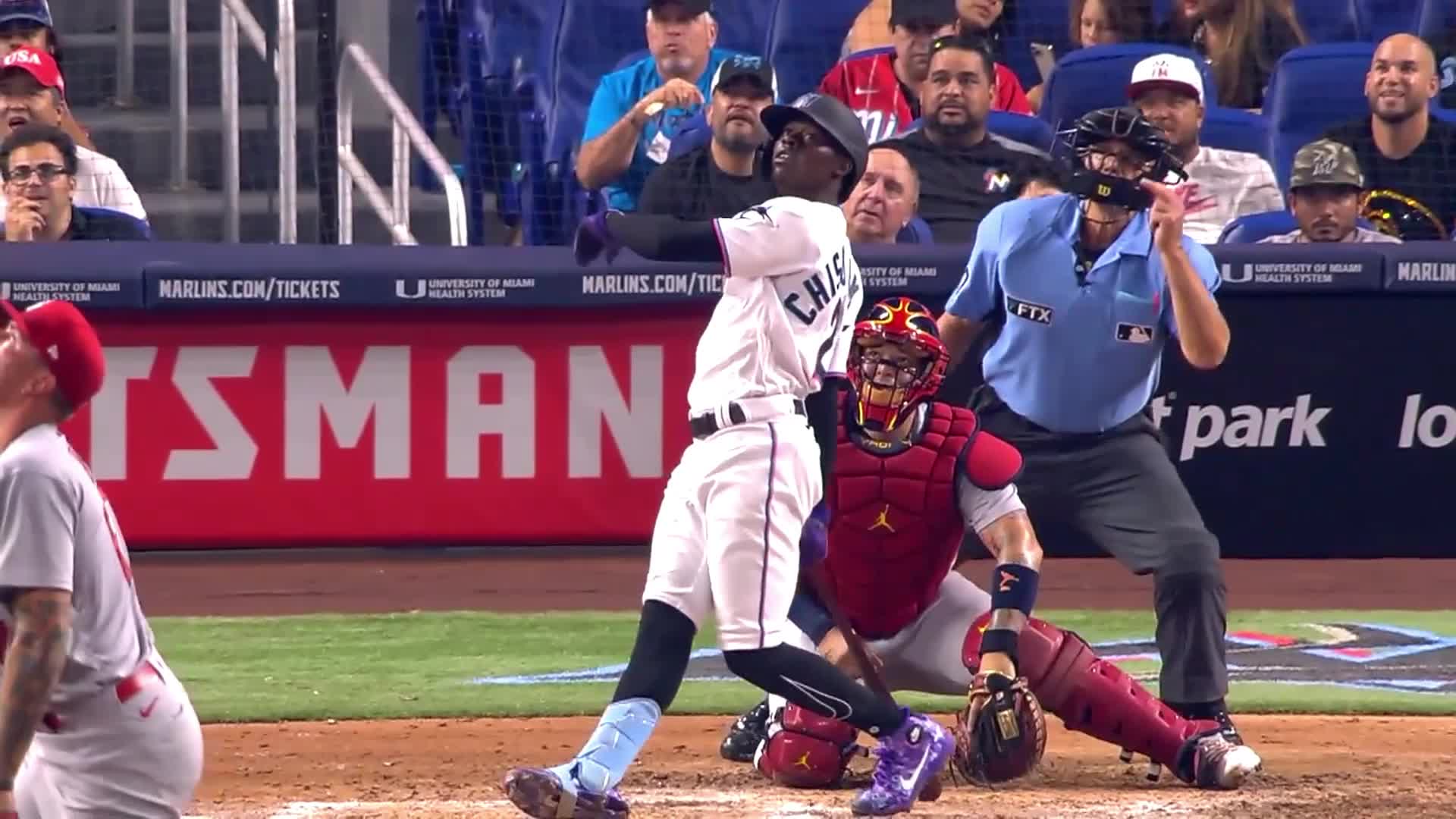 Umpire, Phil Cuzzi, gets upset at Jazz Chisholm Jr. for not getting in ...