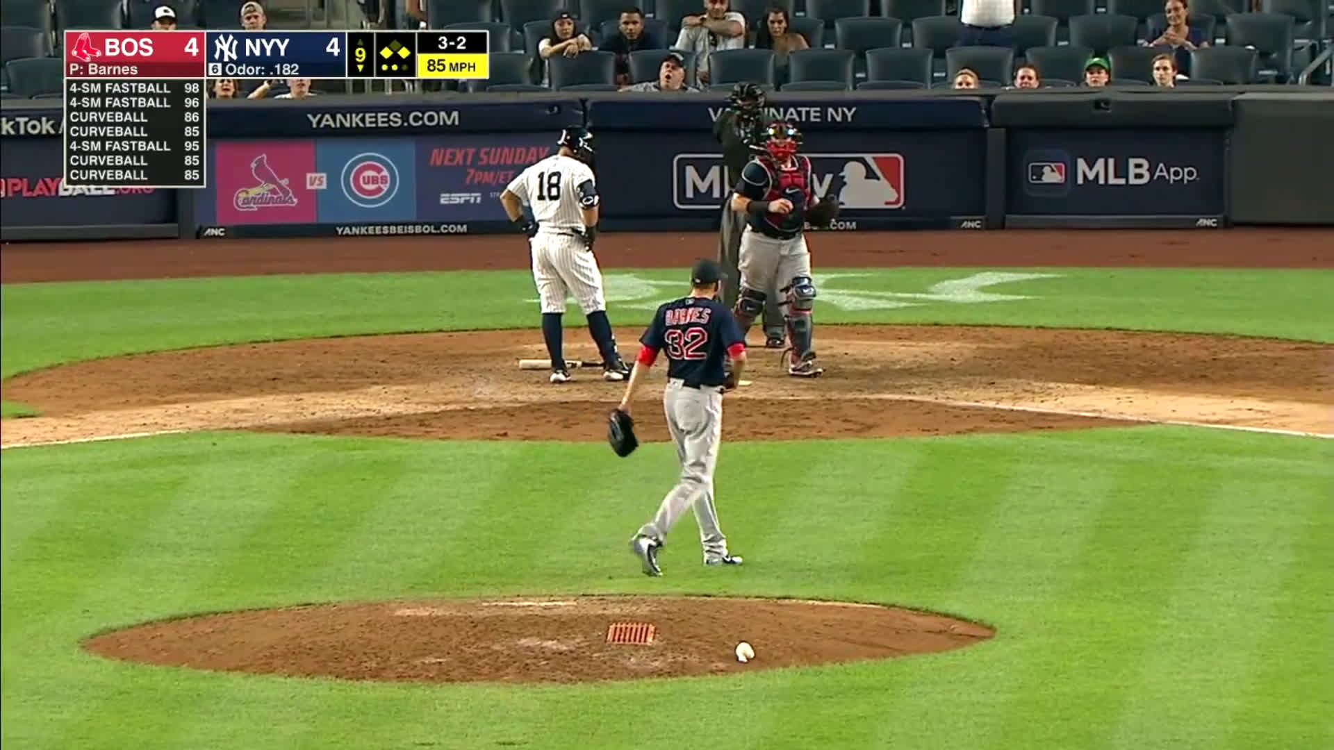 Watch Matt Barnes "strikes out" Rougned Odor to send Sunday Night Baseball to extras. | Streamable