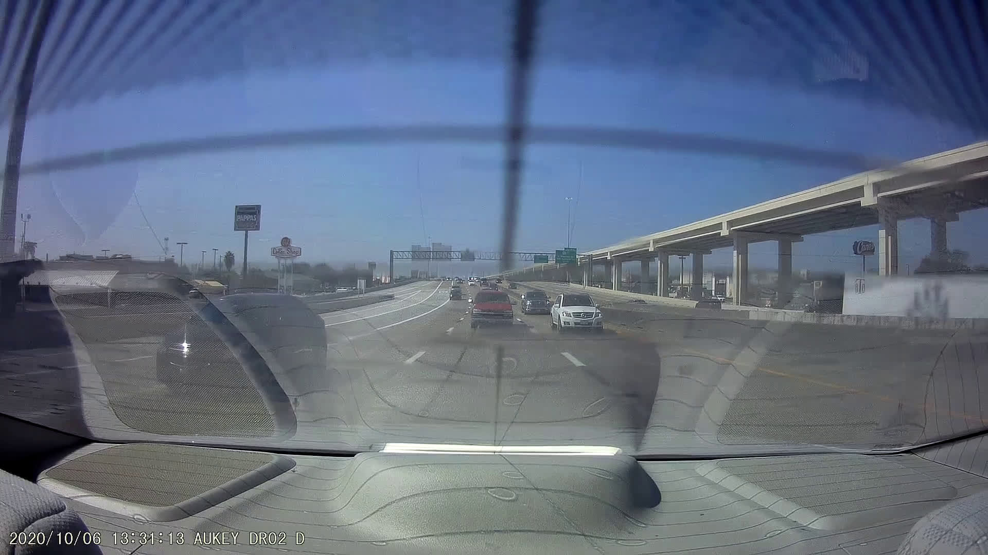 Car hits guardrail back cam