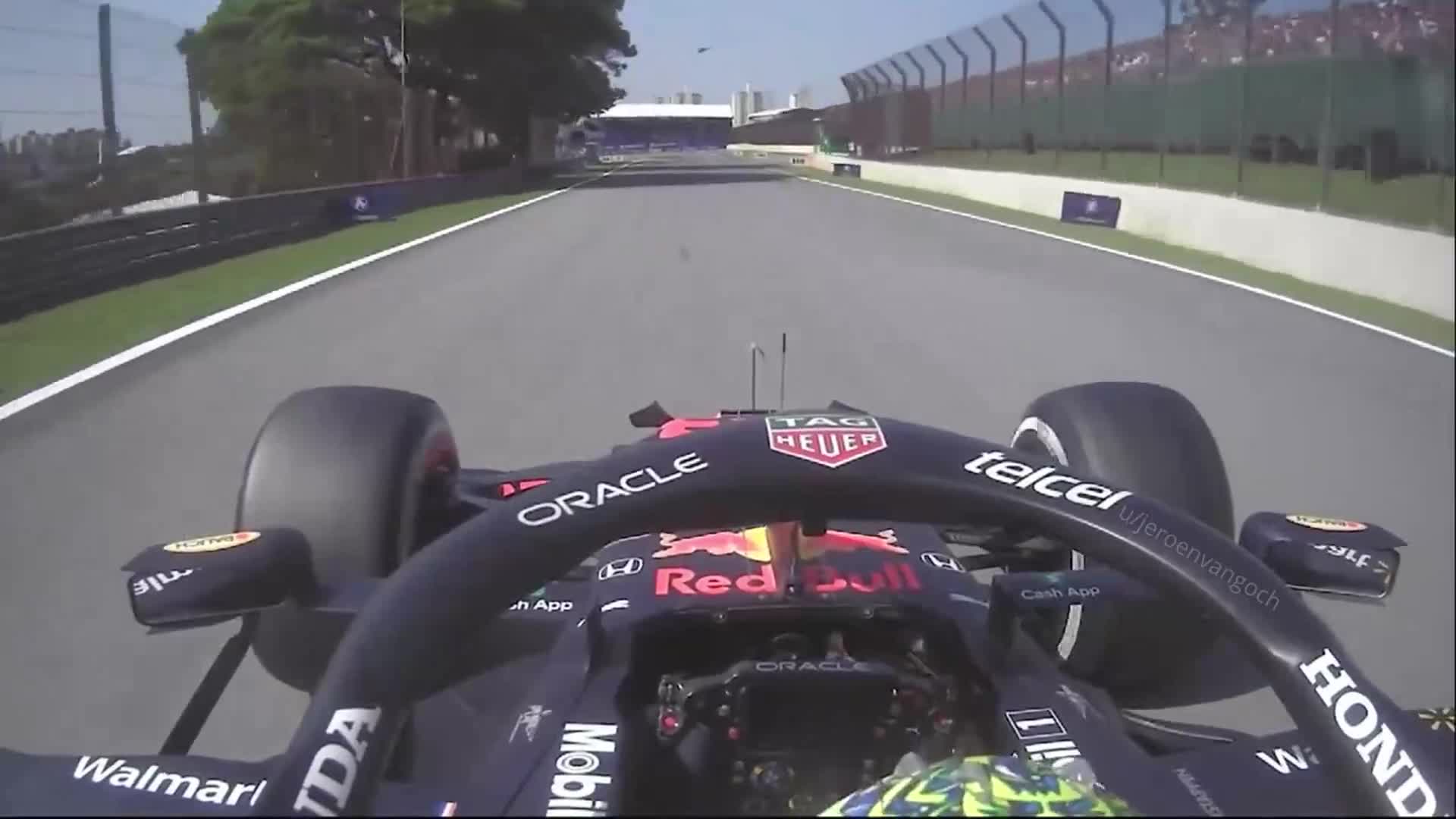 Max Verstappen's onboard camera defending Lewis Hamilton at the Sao ...