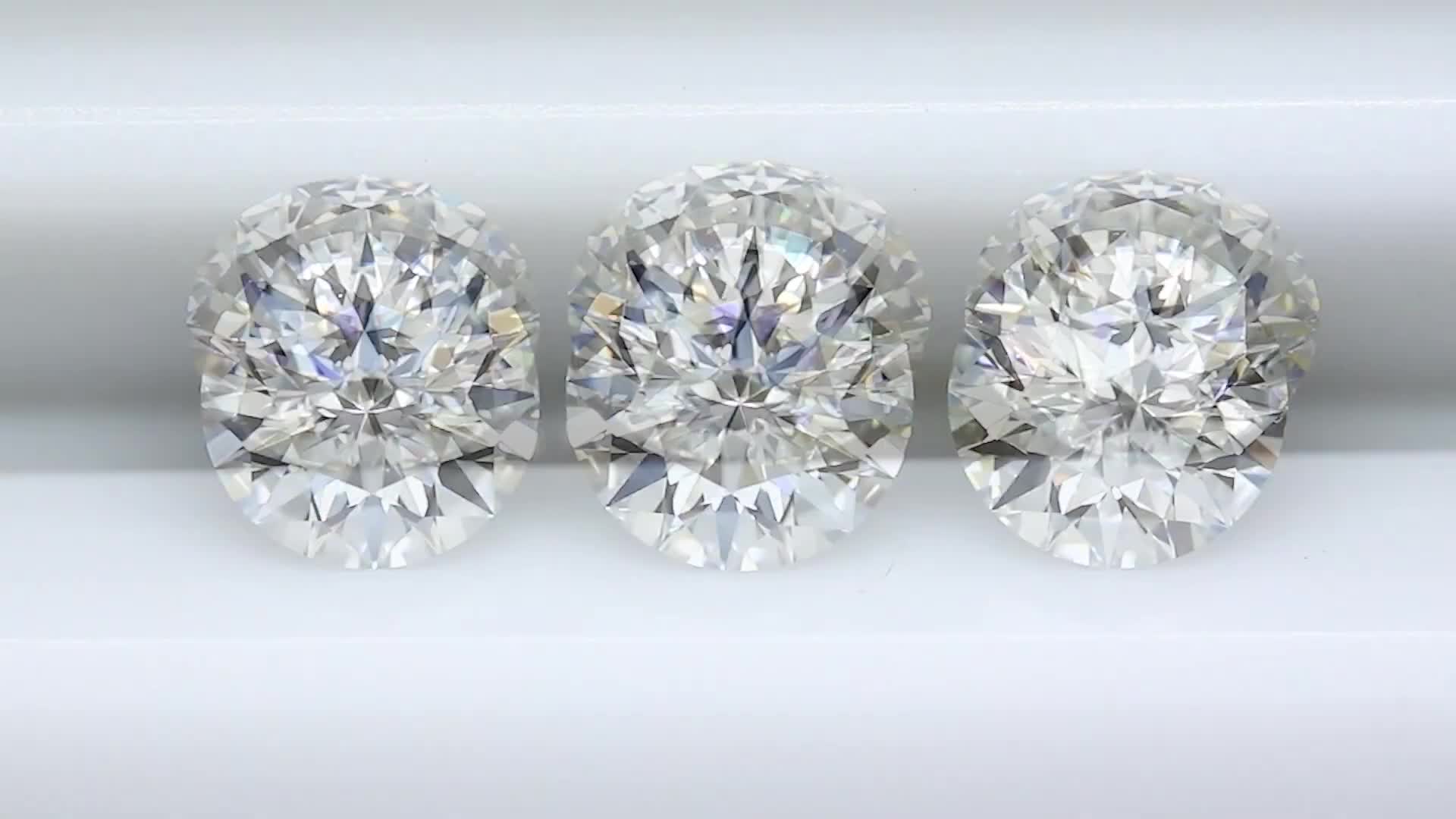 1.02ct D VS2 with 1.12ct F VS2 with 1.04ct G VS1 Round Super Ideal Cut ...